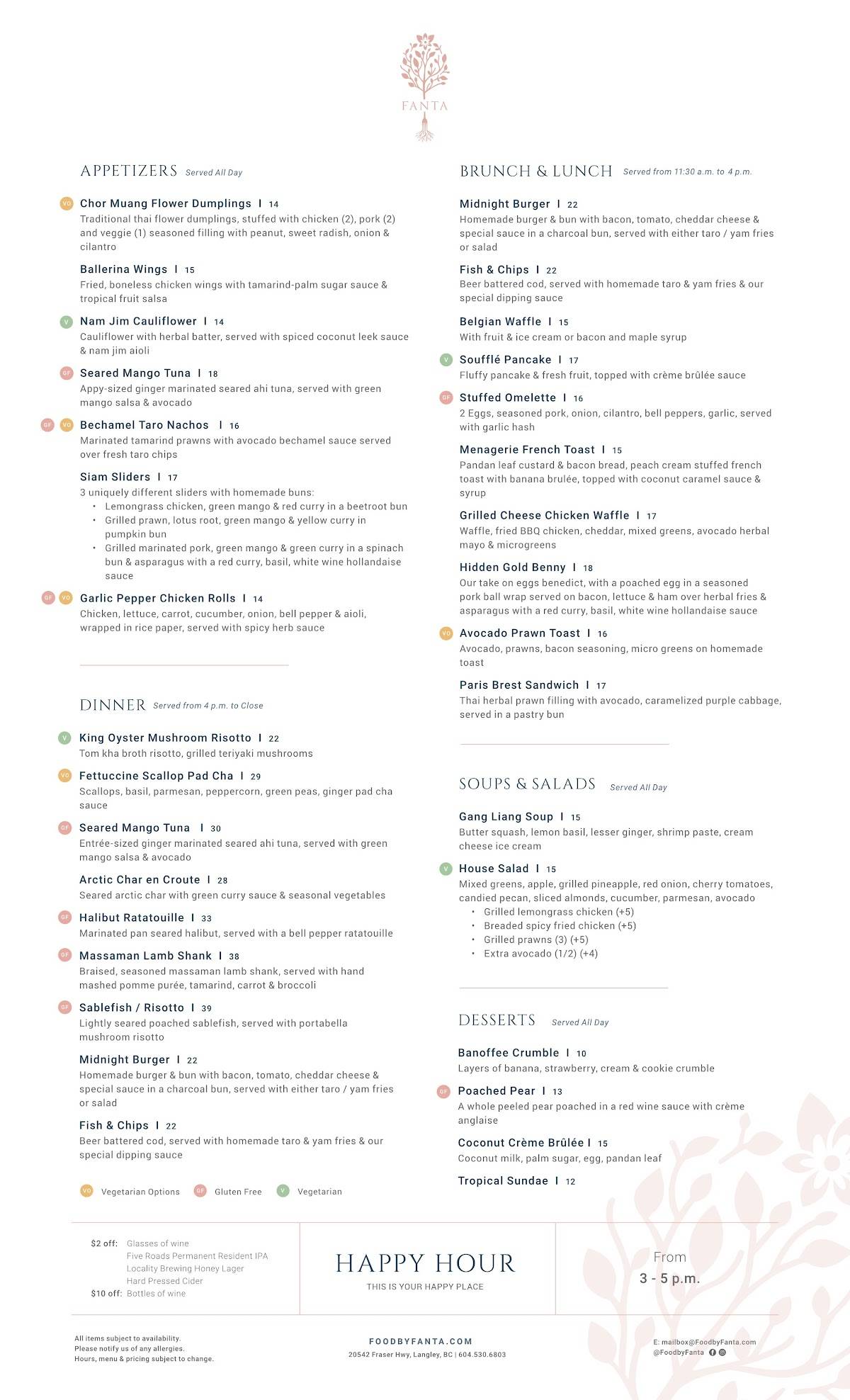Menu at Food by Fanta restaurant, Langley Township