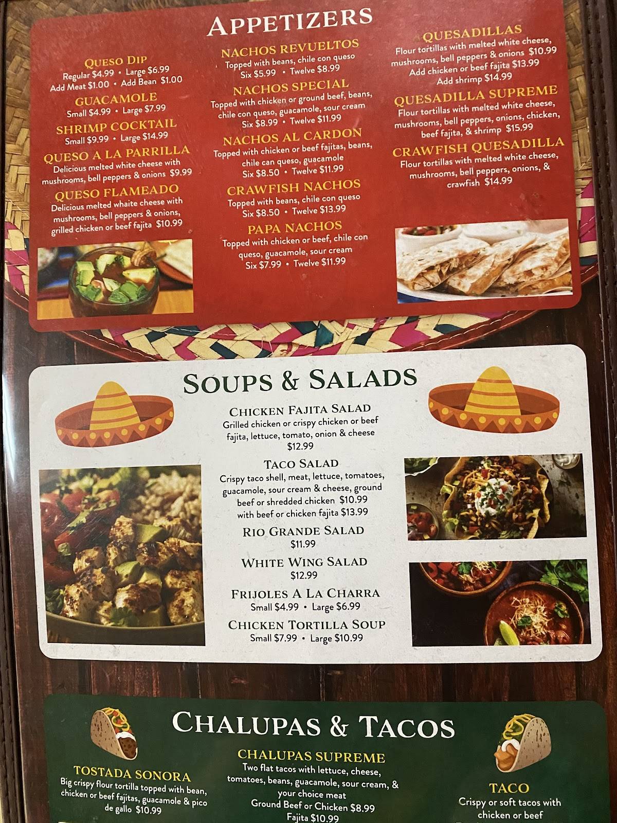 Menu at Laredo Tex-Mex restaurant, Bremond
