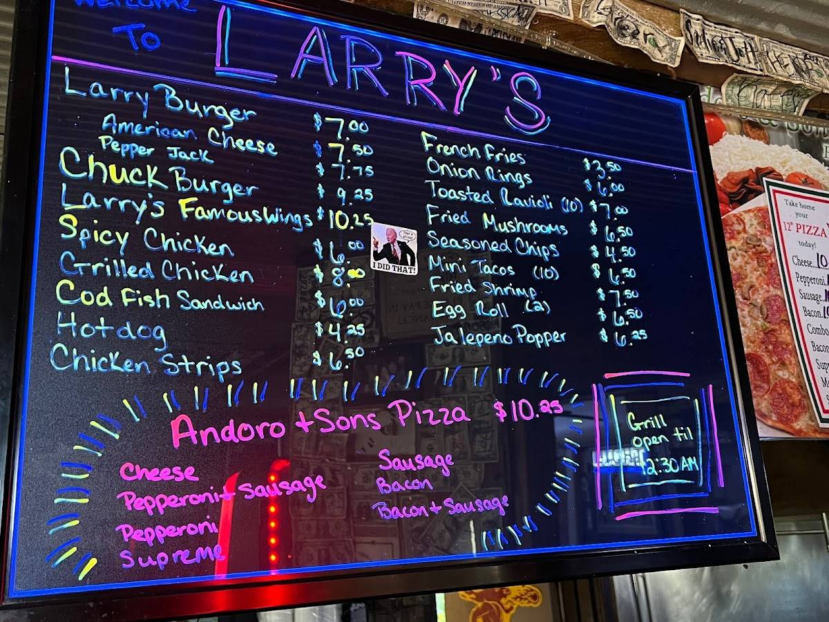 Menu at Larry's Tavern pub & bar, Wildwood