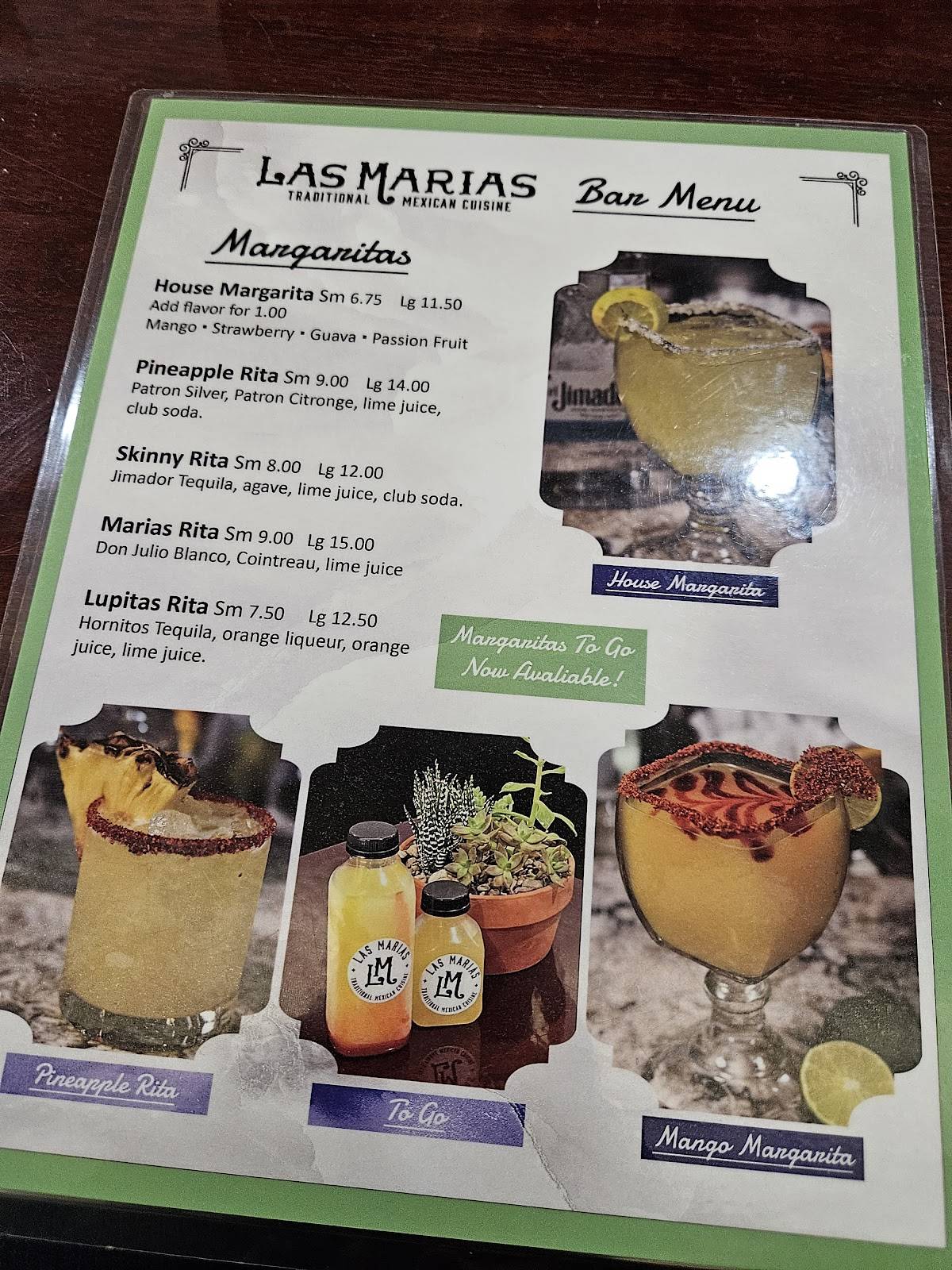 Menu at Las MariasTraditional Mexican Cuisine restaurant, Temple