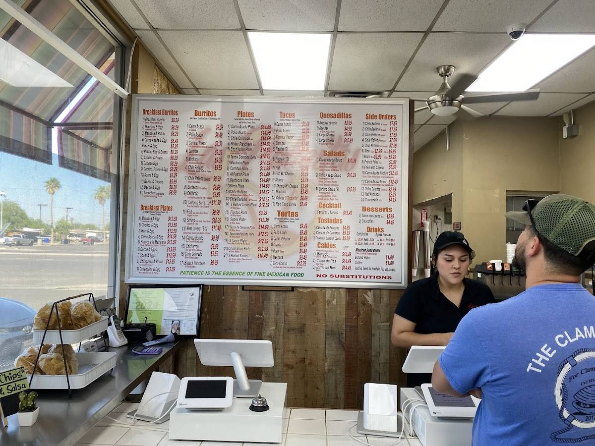 Menu at Las Palmitas Taco Shop restaurant, El Centro, S 4th St