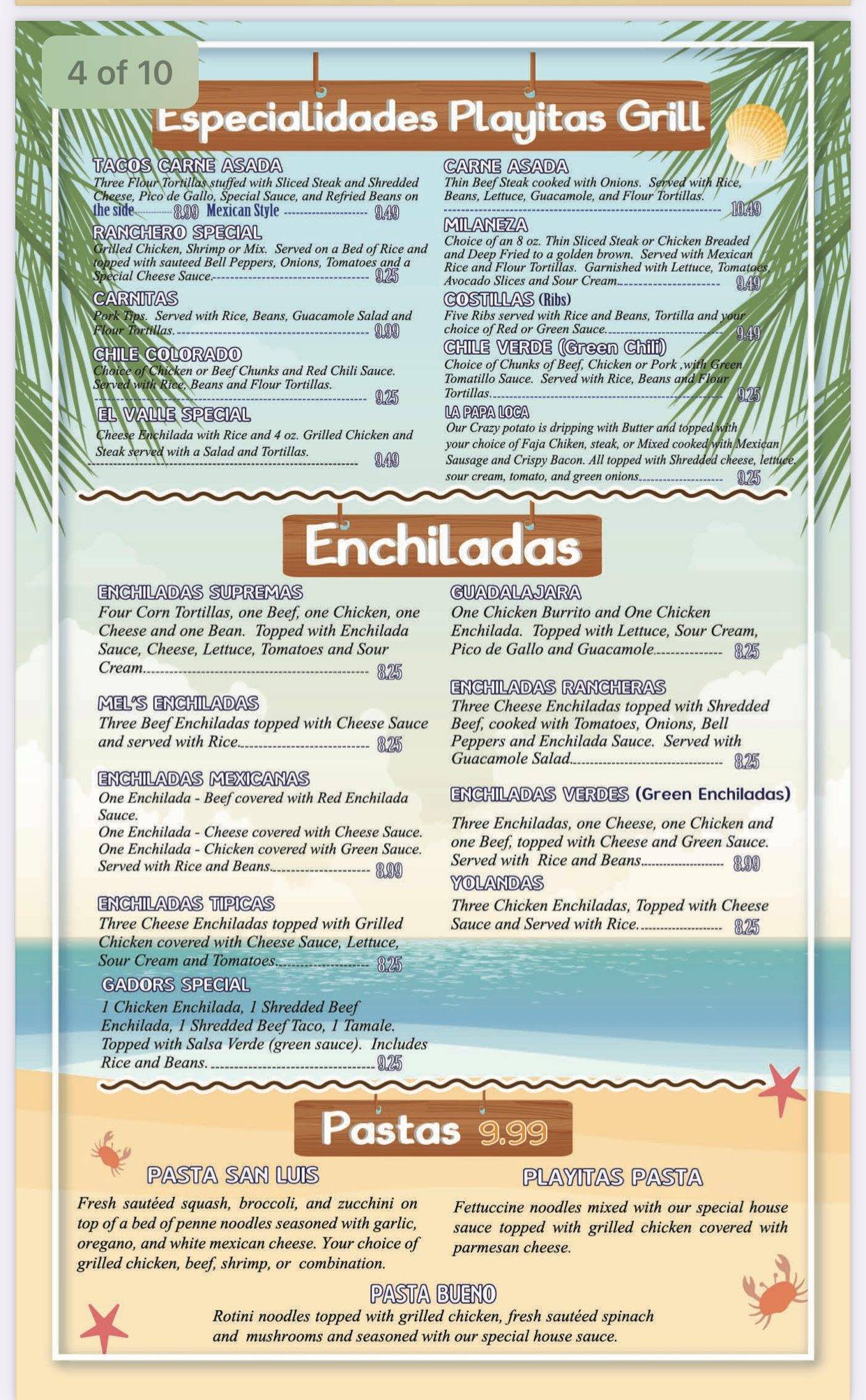Menu at Las Playitas restaurant, Heber Springs, AR-25B