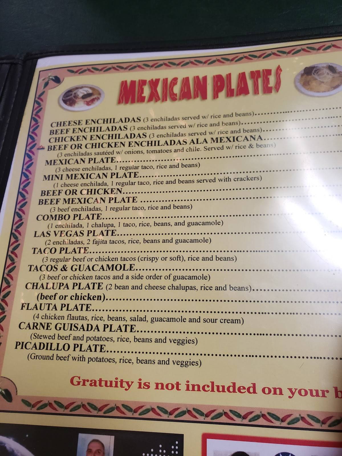 Menu at Las Vegas Cafe, Harlingen