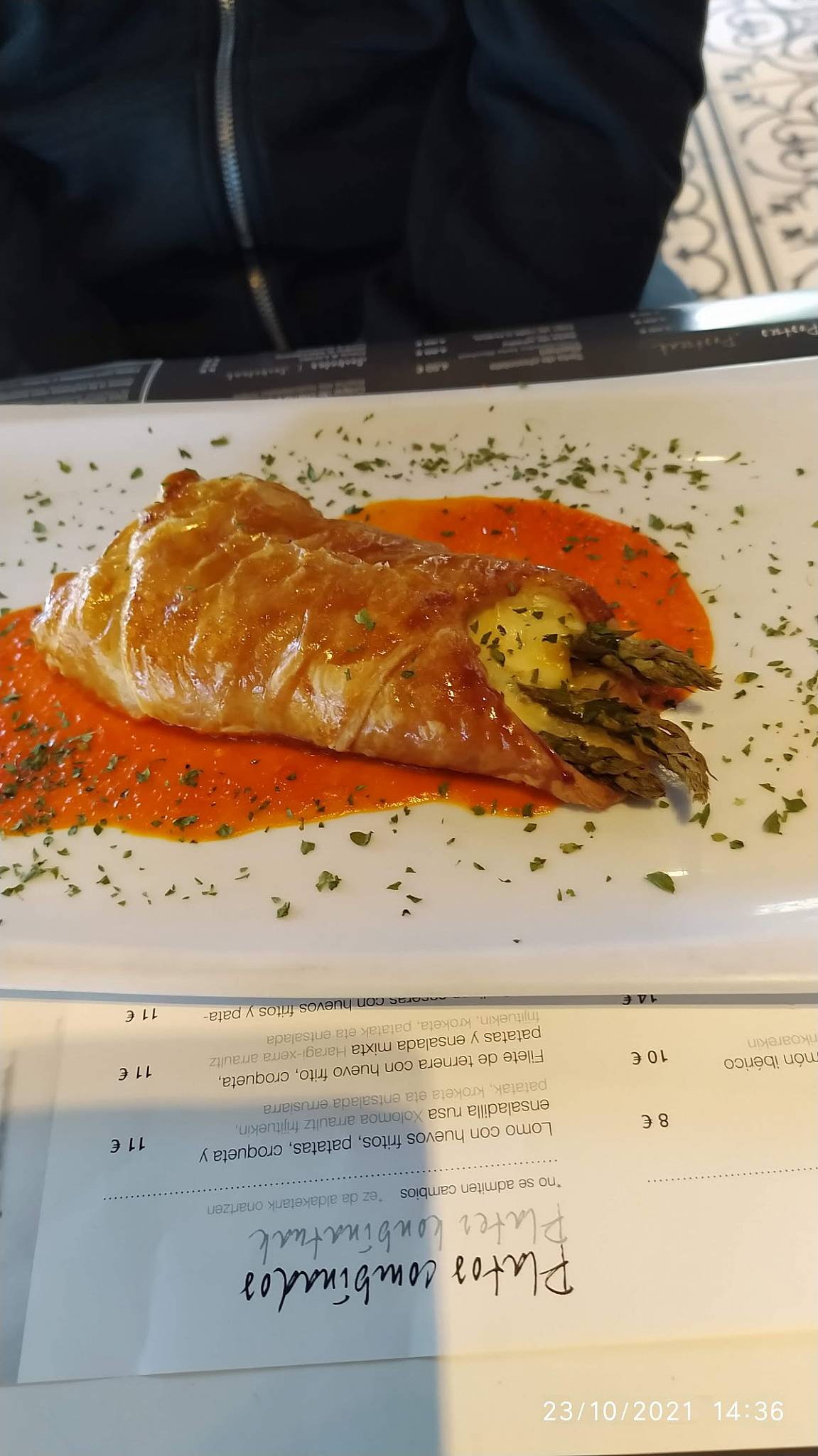 Menu at Lasarte restaurant, San Sebastián
