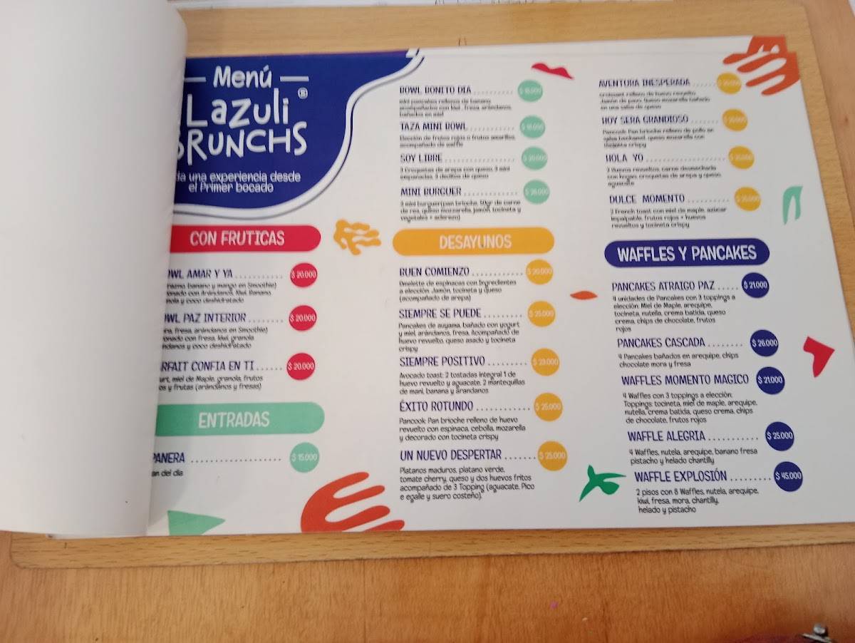Carta del restaurante Lazuli Brunch, Bucaramanga