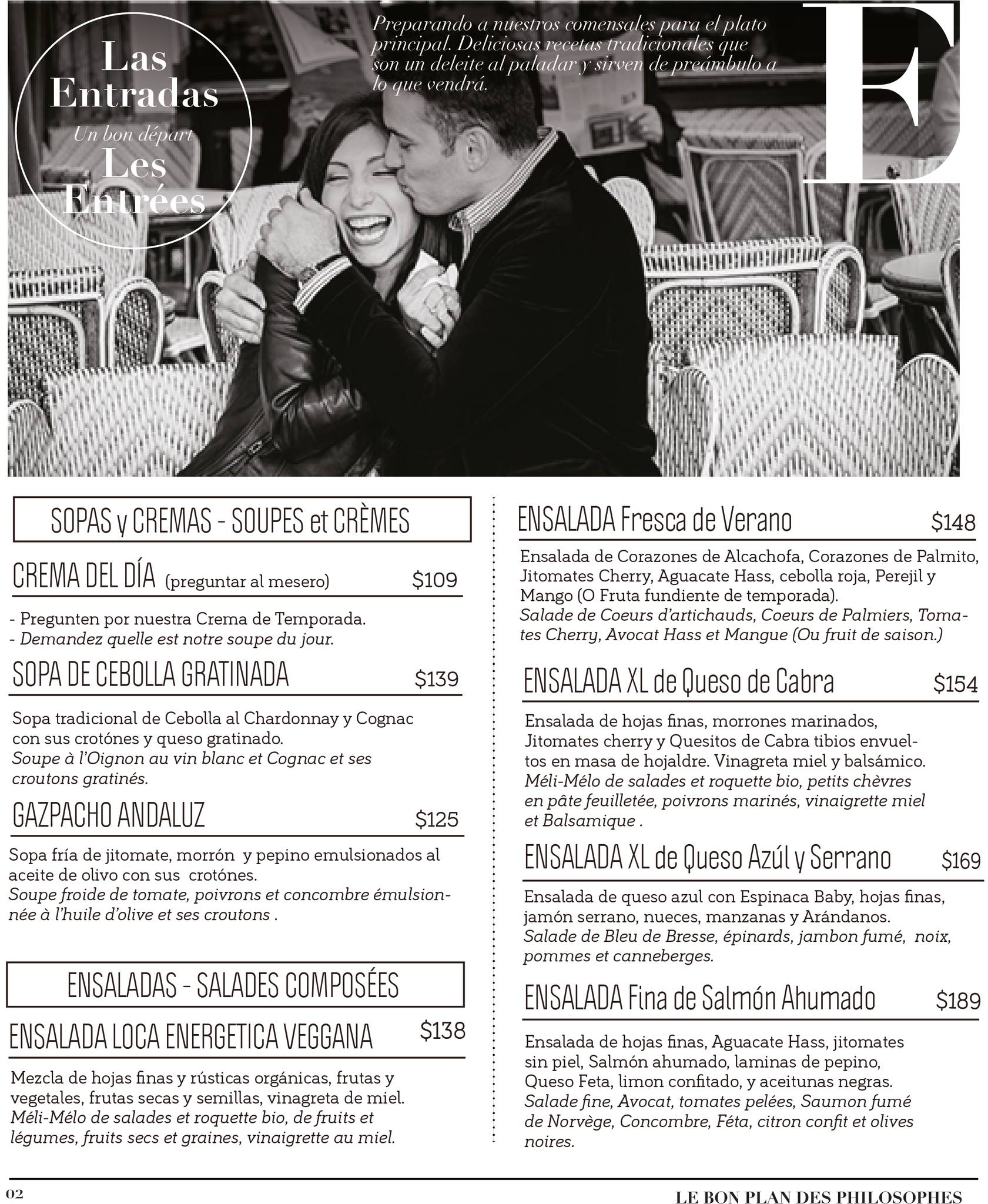 Carta del restaurante Le Bon Plan, Guadalajara