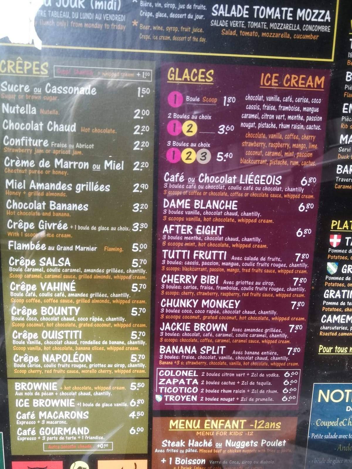 Menu au Le Chat Noir restaurant à viande, Troyes