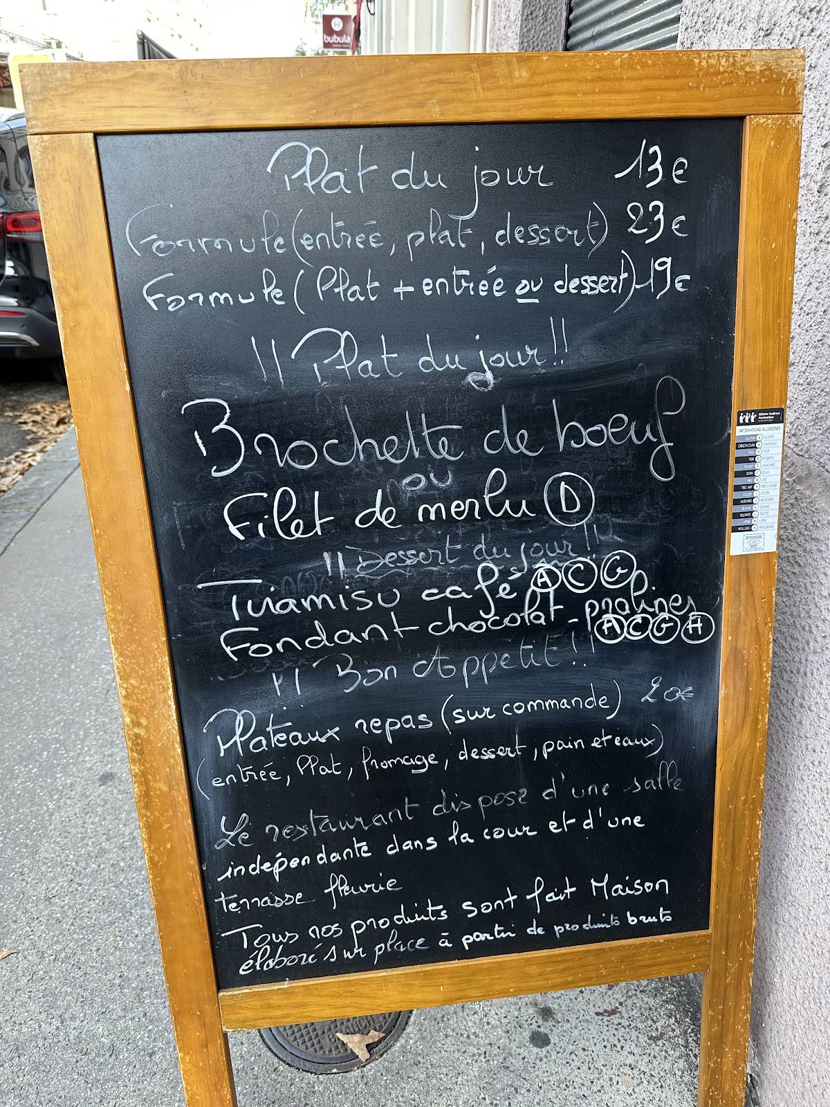 Menu au Le Crayon restaurant, Lyon