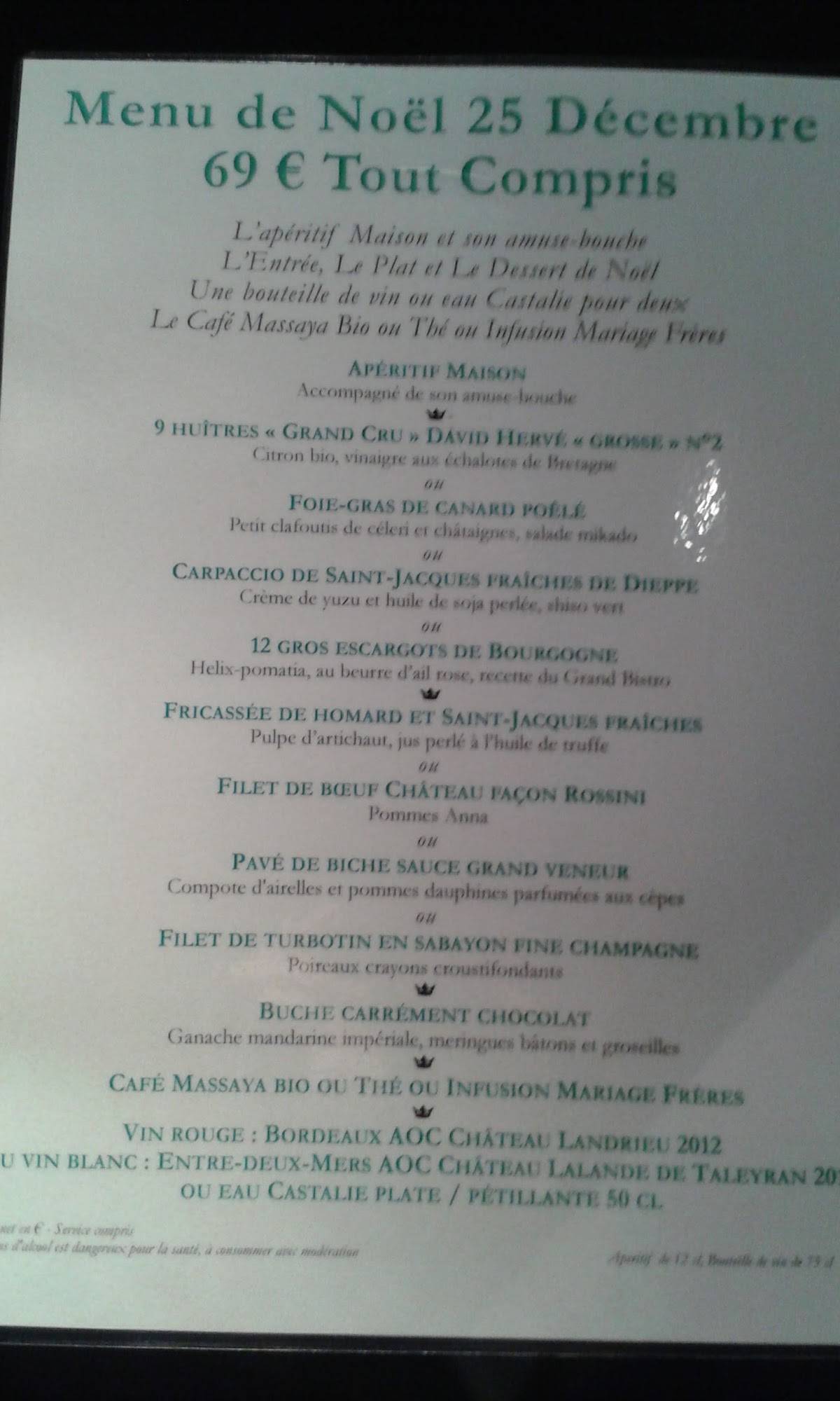 Menu au Le Grand Bistro de Breteuil restaurant, Paris, 3 Pl. de Breteuil