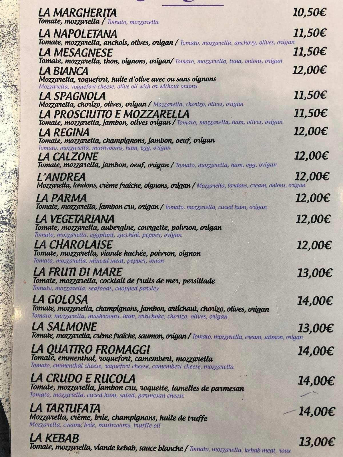 Menu at Le Grand Bleu restaurant, Le Lavandou