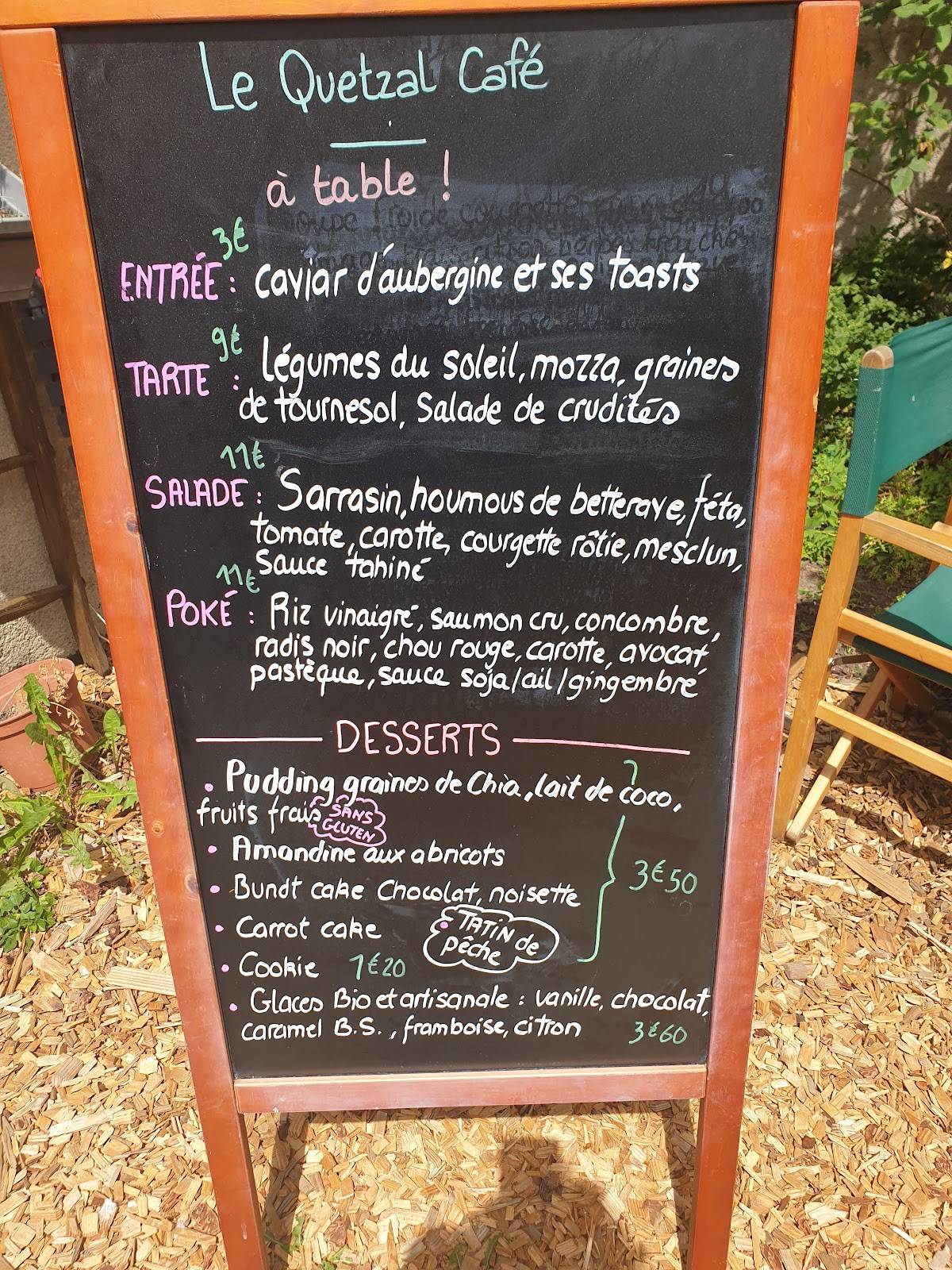 Menu au Le Quetzal Café, Redon