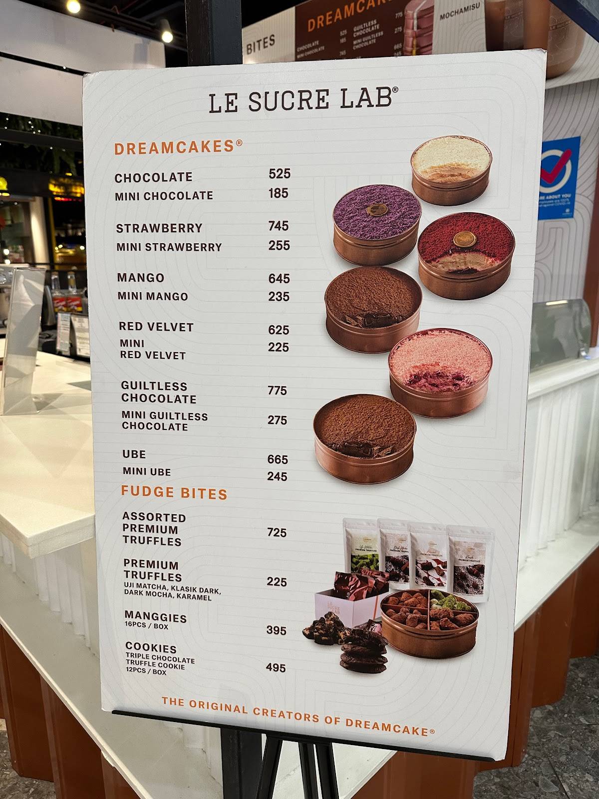 Carta del café Le Sucre Lab Mall of Asia, Pasay