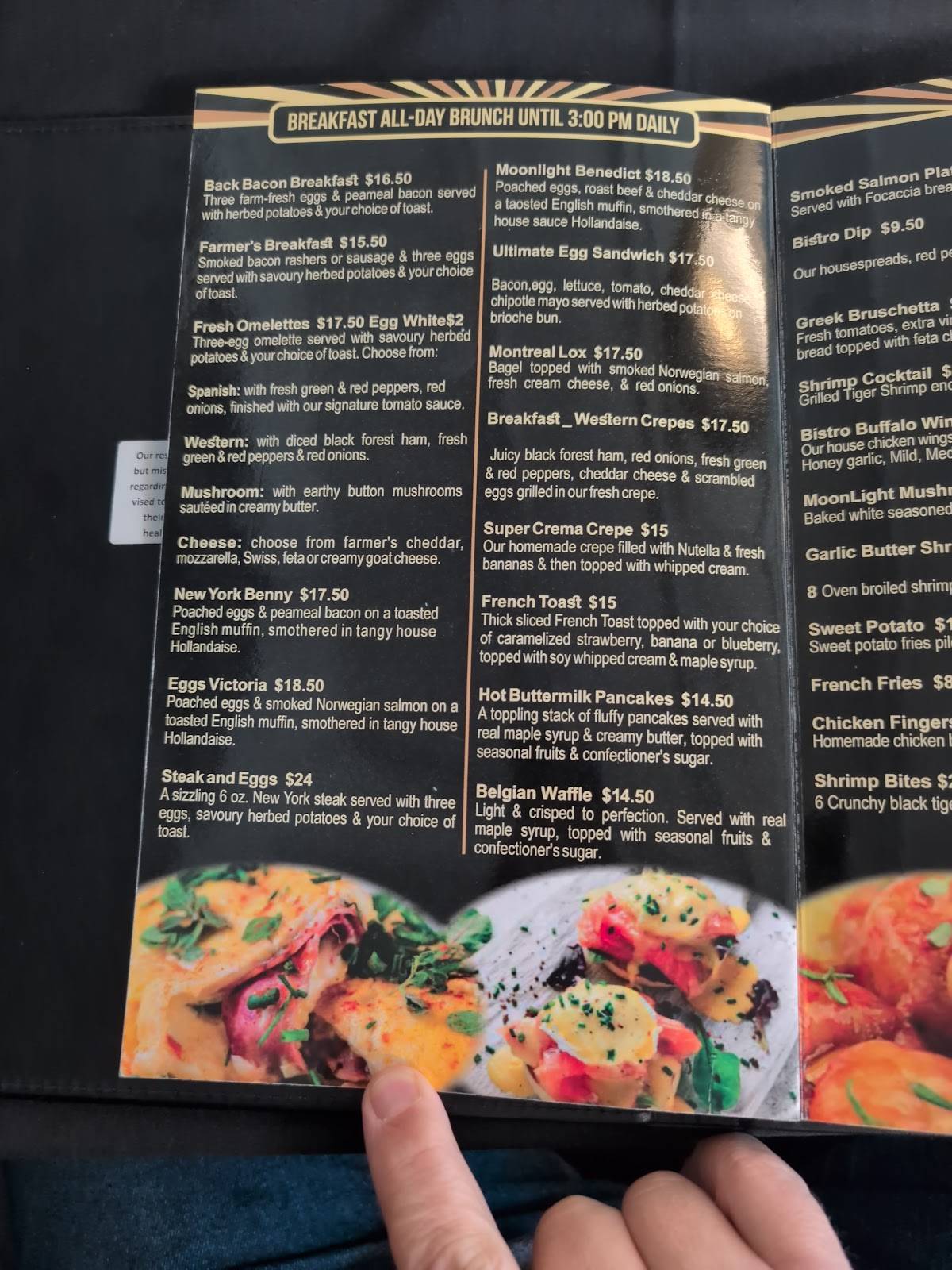 Menu at Moonlight restaurant, Leamington