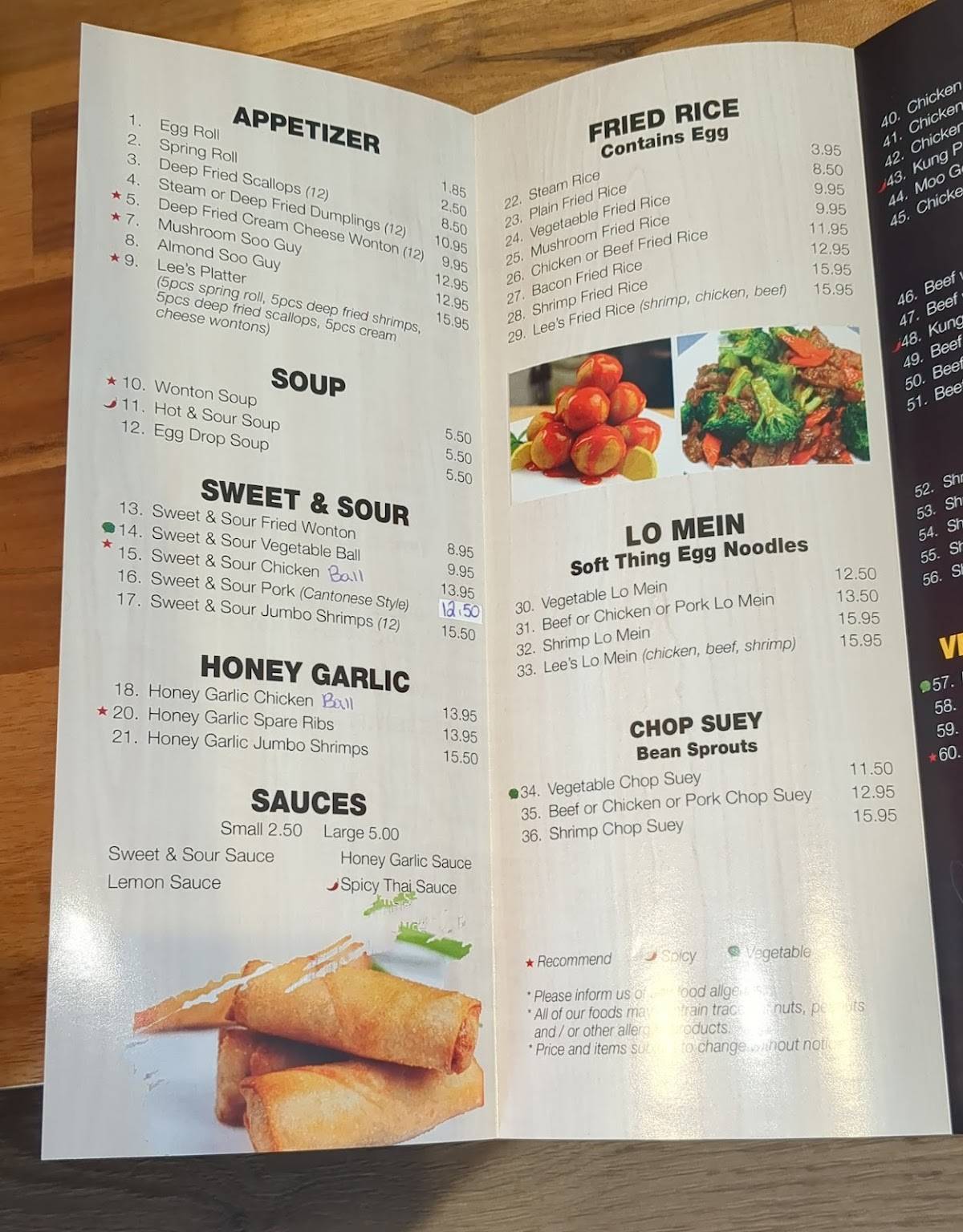 Menu at Lee's Kitchen Restaurant, Brockville