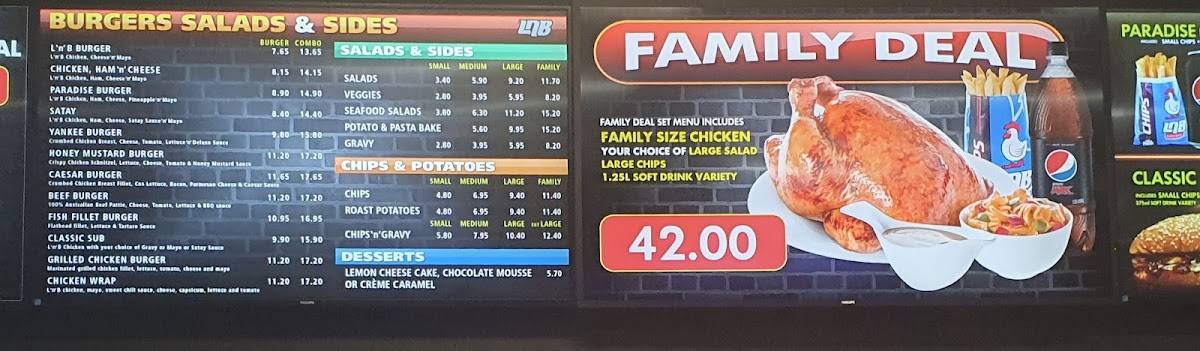 Menu at Legs 'N' Breasts fast food, Glenorchy, 444 Main Rd