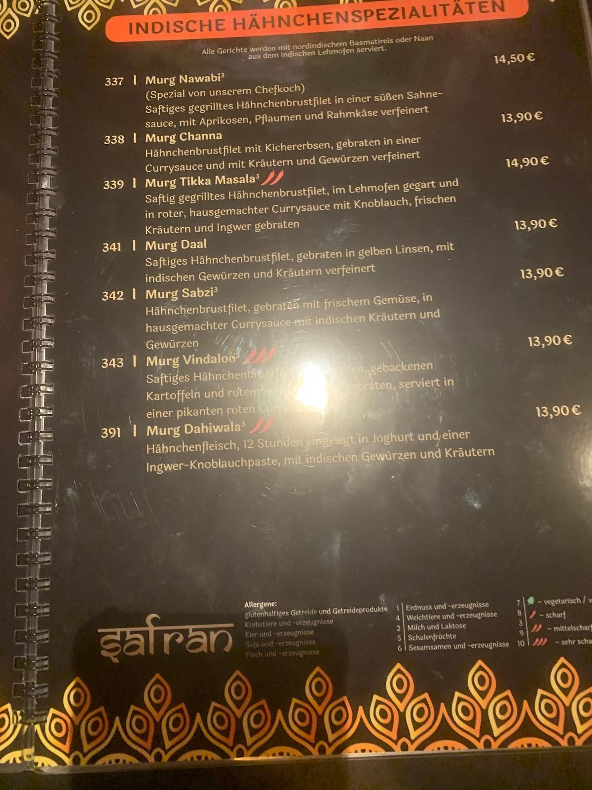 Speisekarte von Safran restaurant, Leipzig