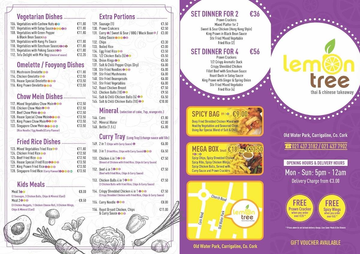 Menu at Lemon Tree restaurant, Carrigaline