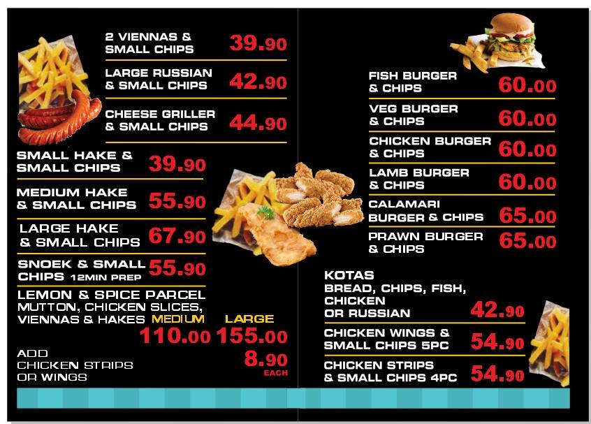Menu at Lemon 'n Spice restaurant, Grahamstown