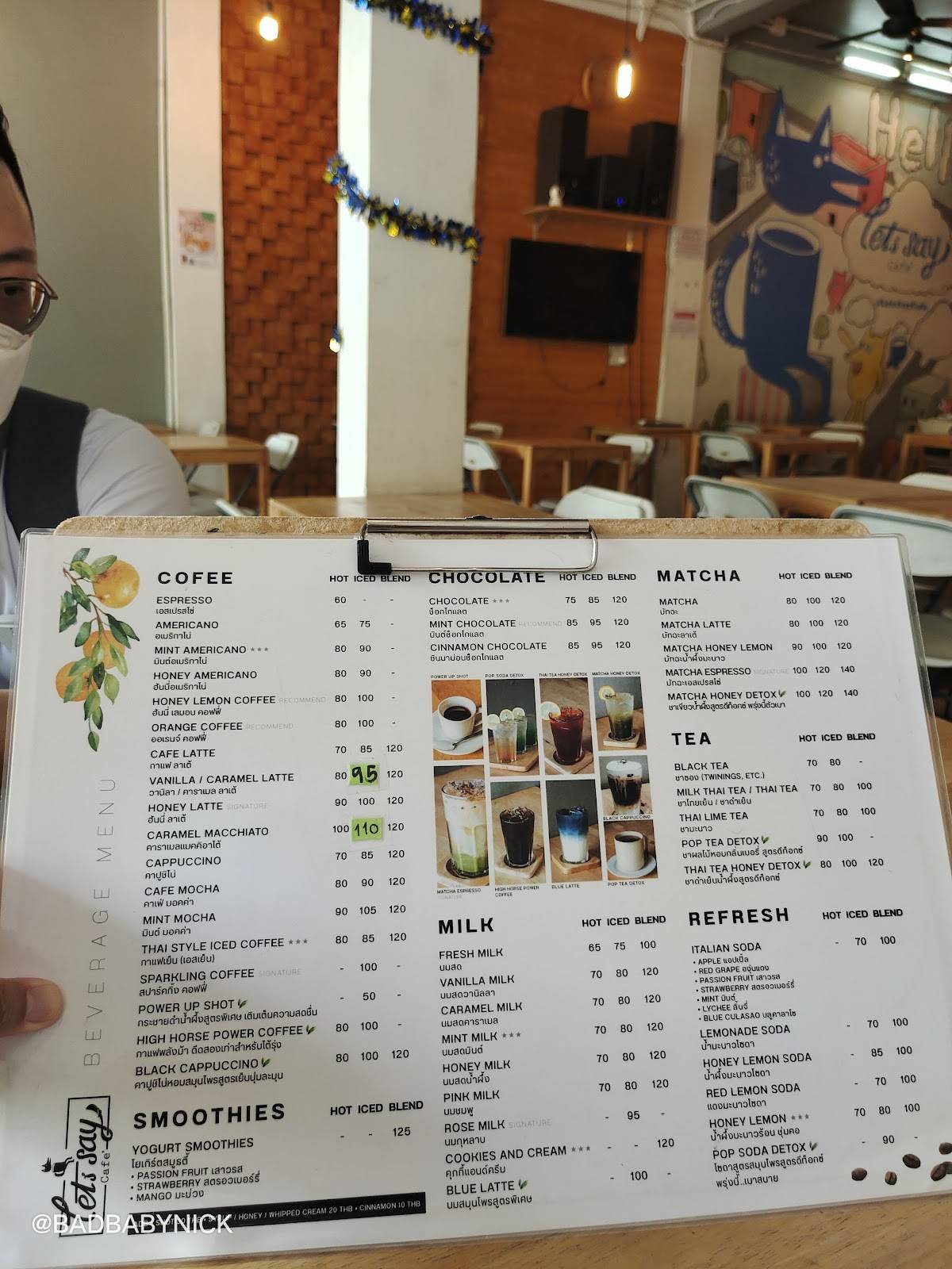 Menu at Let's Say Café cafe, Bangkok