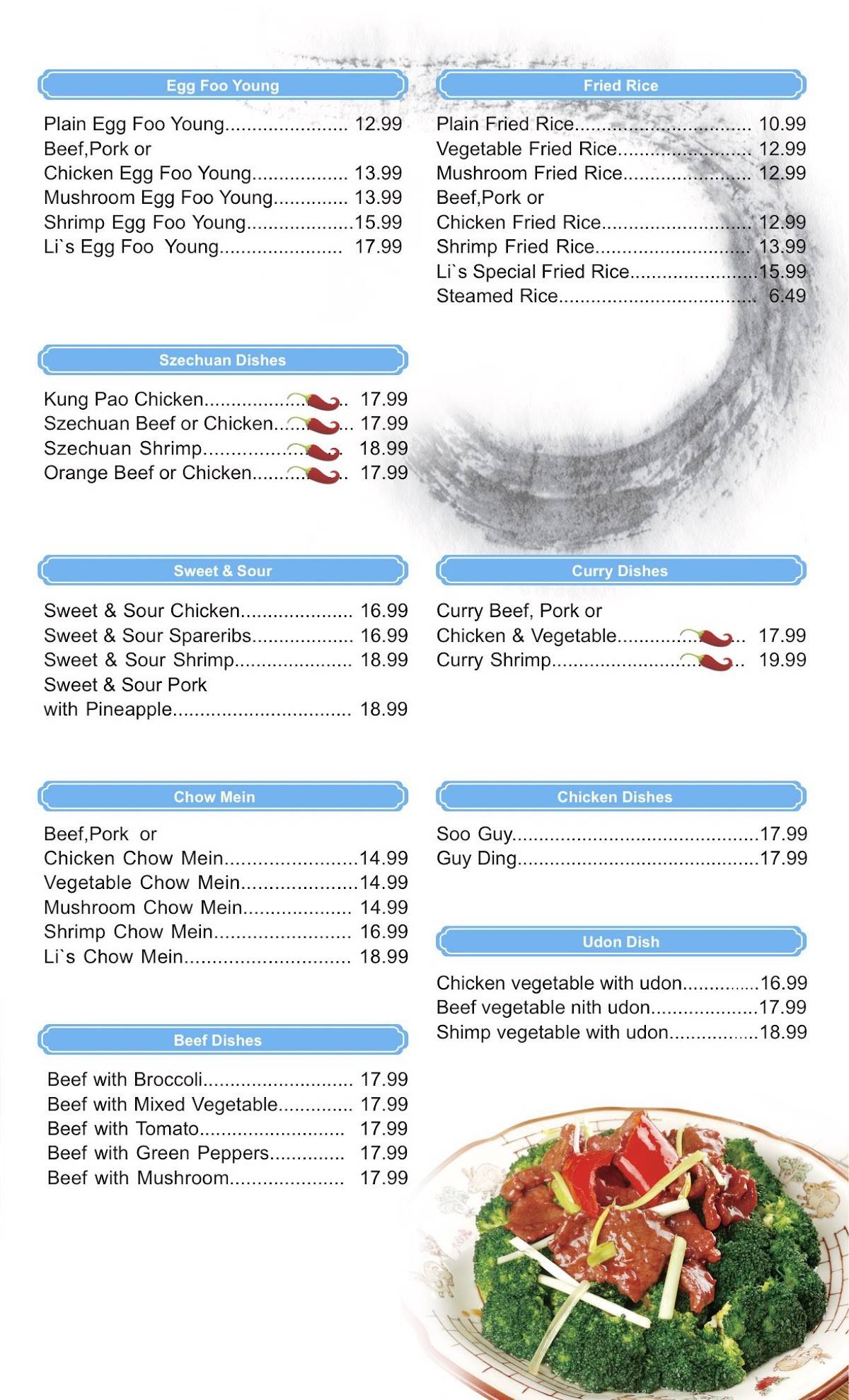 Menu at Li's Restaurant, Lewisporte