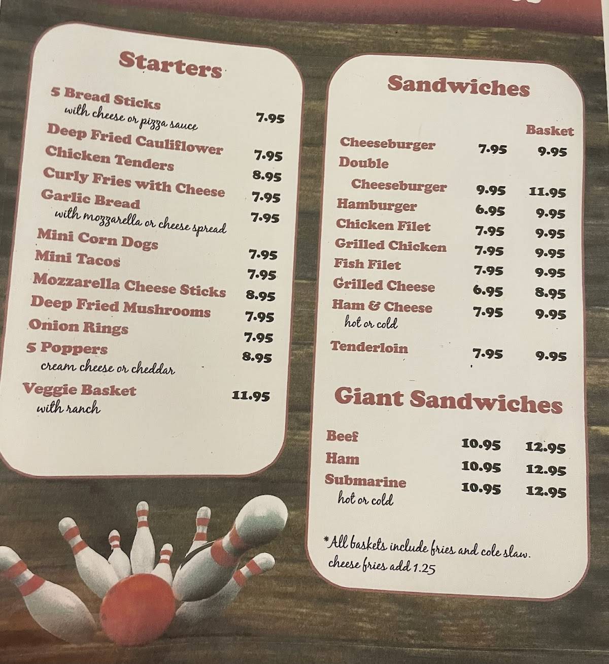 Menu at Liberty Lanes pizzeria, North Liberty