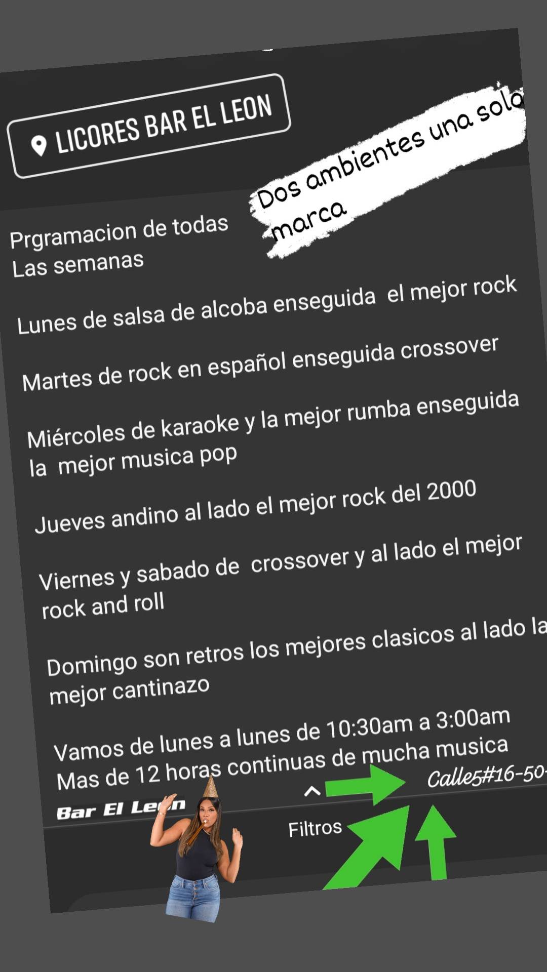 Carta de Licores bar el leon, Cali