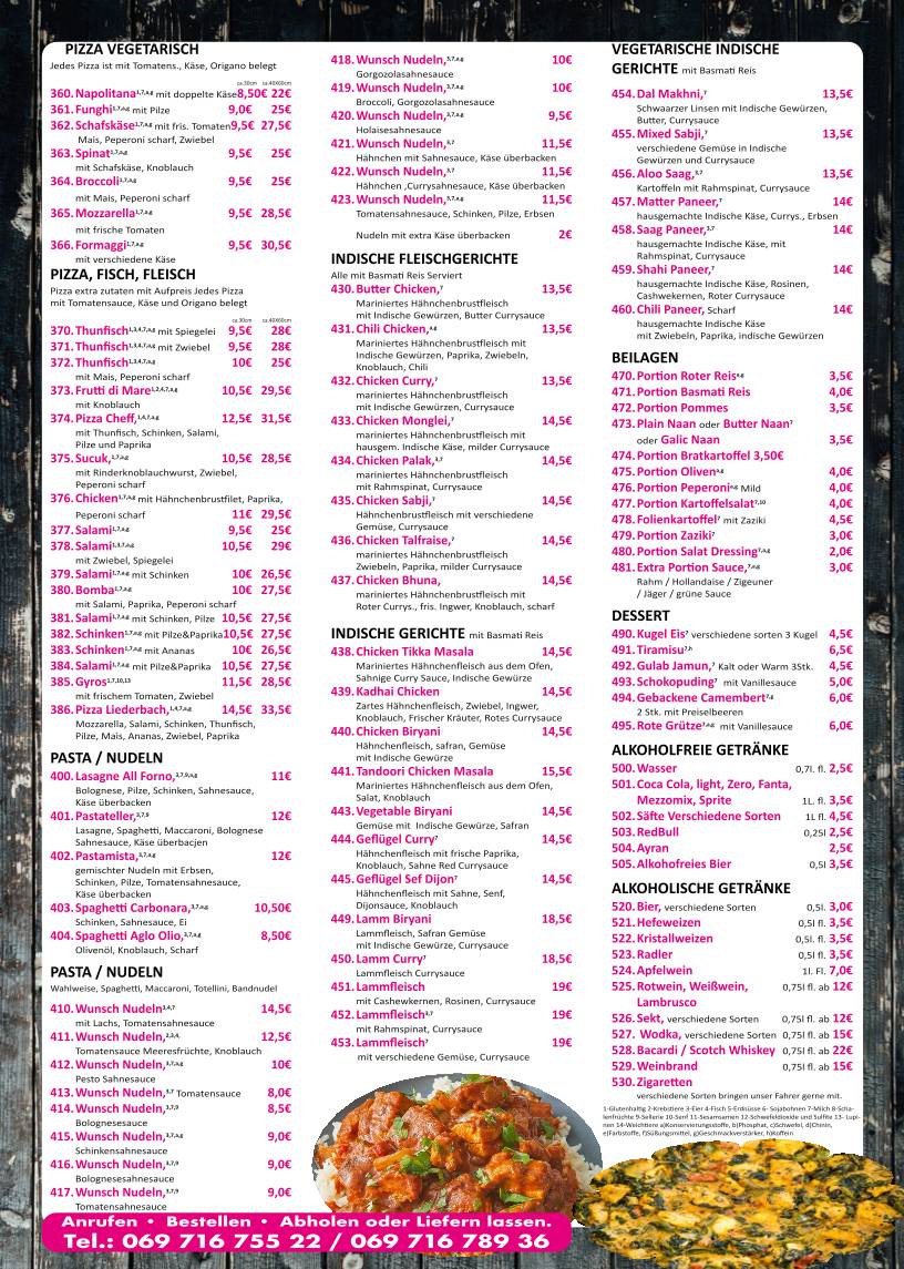 Speisekarte von Muskan Restaurant, Liederbach am Taunus