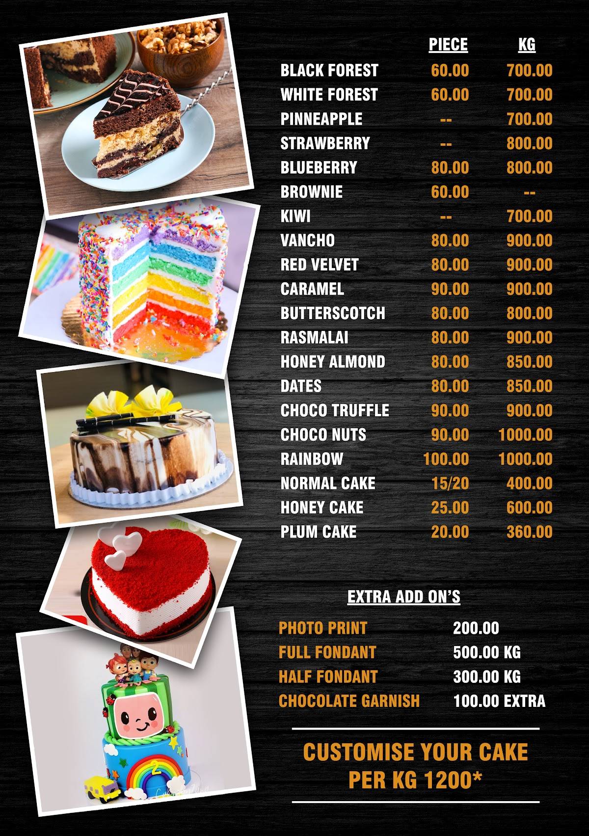 Menu at Lily cafe, A.Thirumuruganpoondi