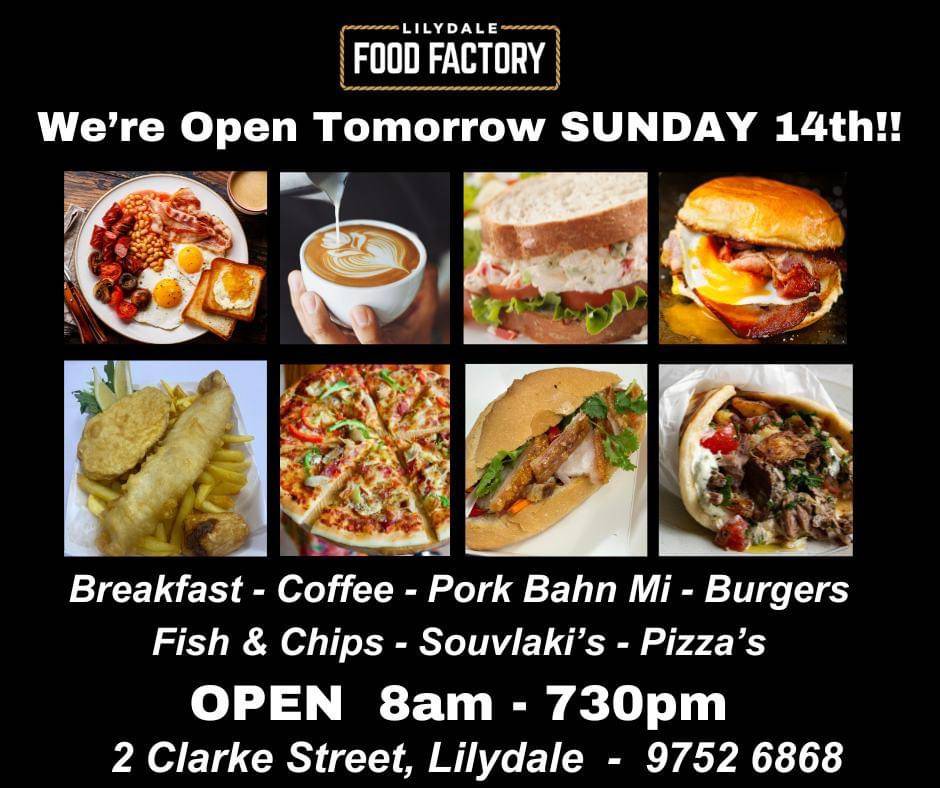 Menu at Lilydale Food Factory cafe, Lilydale