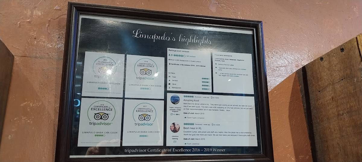 Menu at Limapulo Mall of Asia restaurant, Pasay