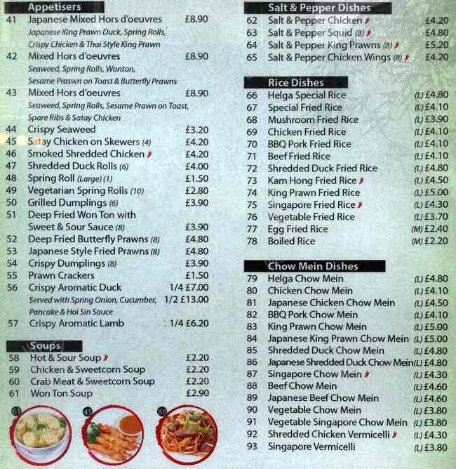 Menu at Lin Kee fast food, London