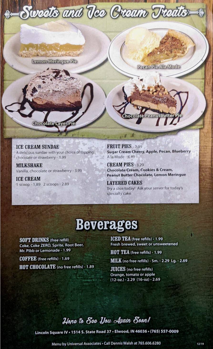 Menu at Lincoln Square Family Restaurant, Elwood