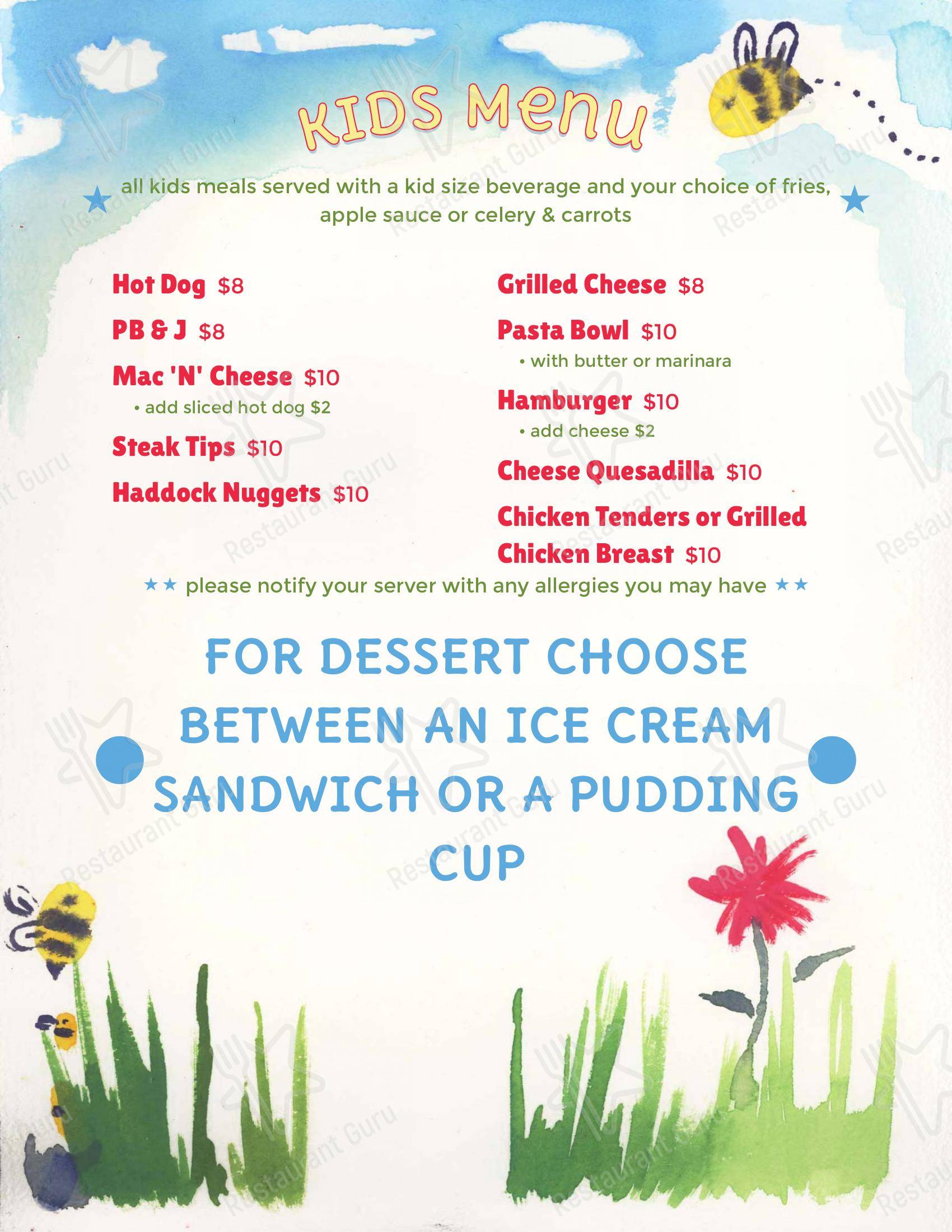 Menu at Links at Outlook Golf Course pub & bar, South Berwick