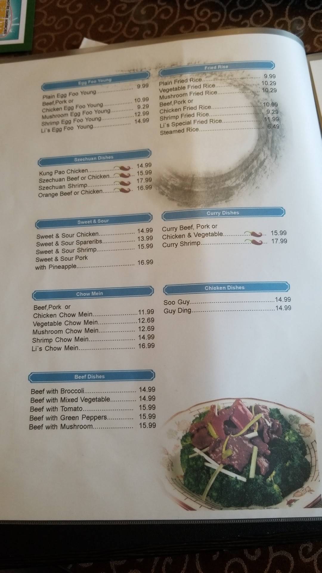 Menu at Li's Restaurant, Lewisporte