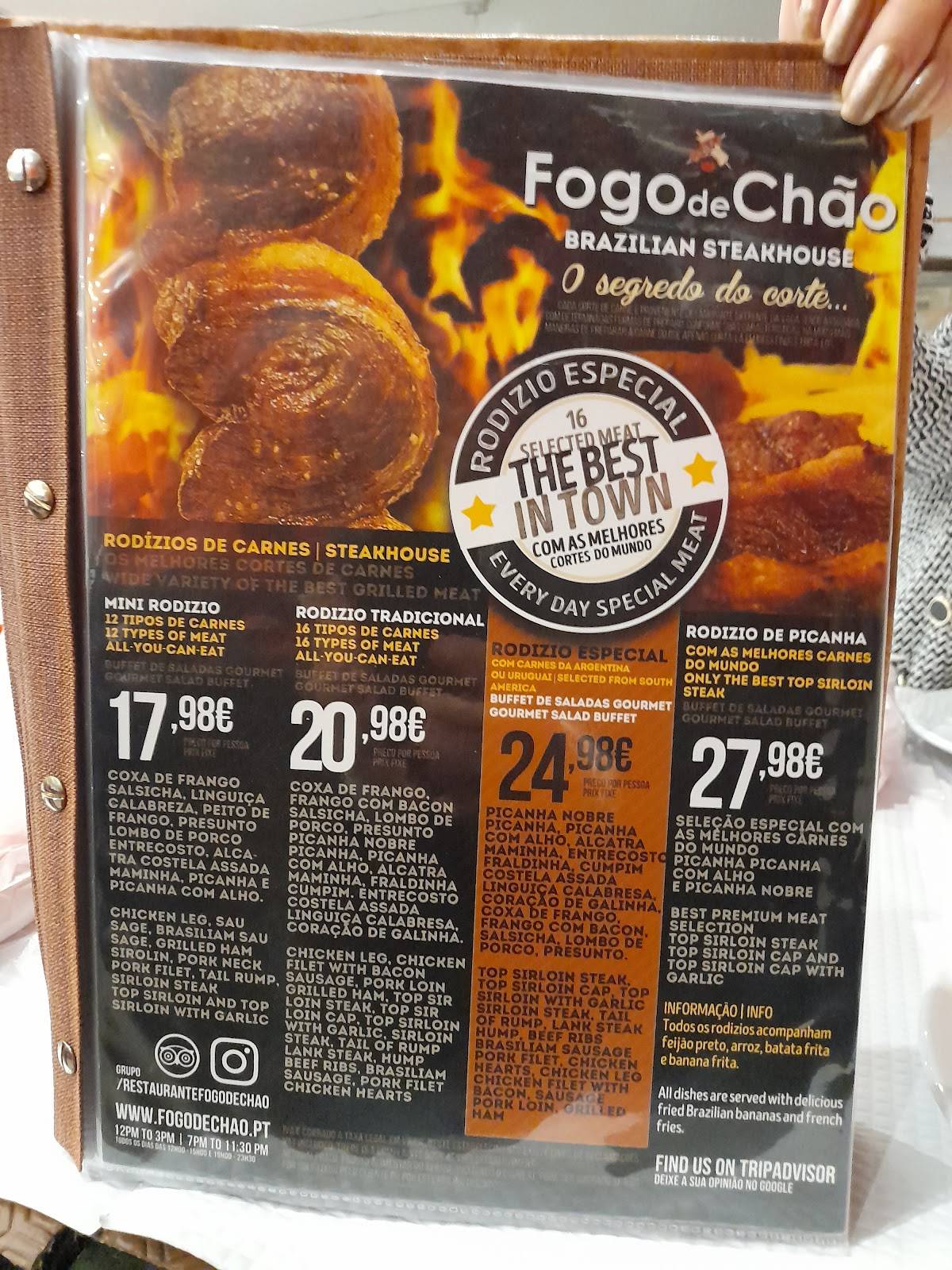 Menu em Fogo de Chão BBQ, Lisboa, R. Martens Ferrão Nº28 A