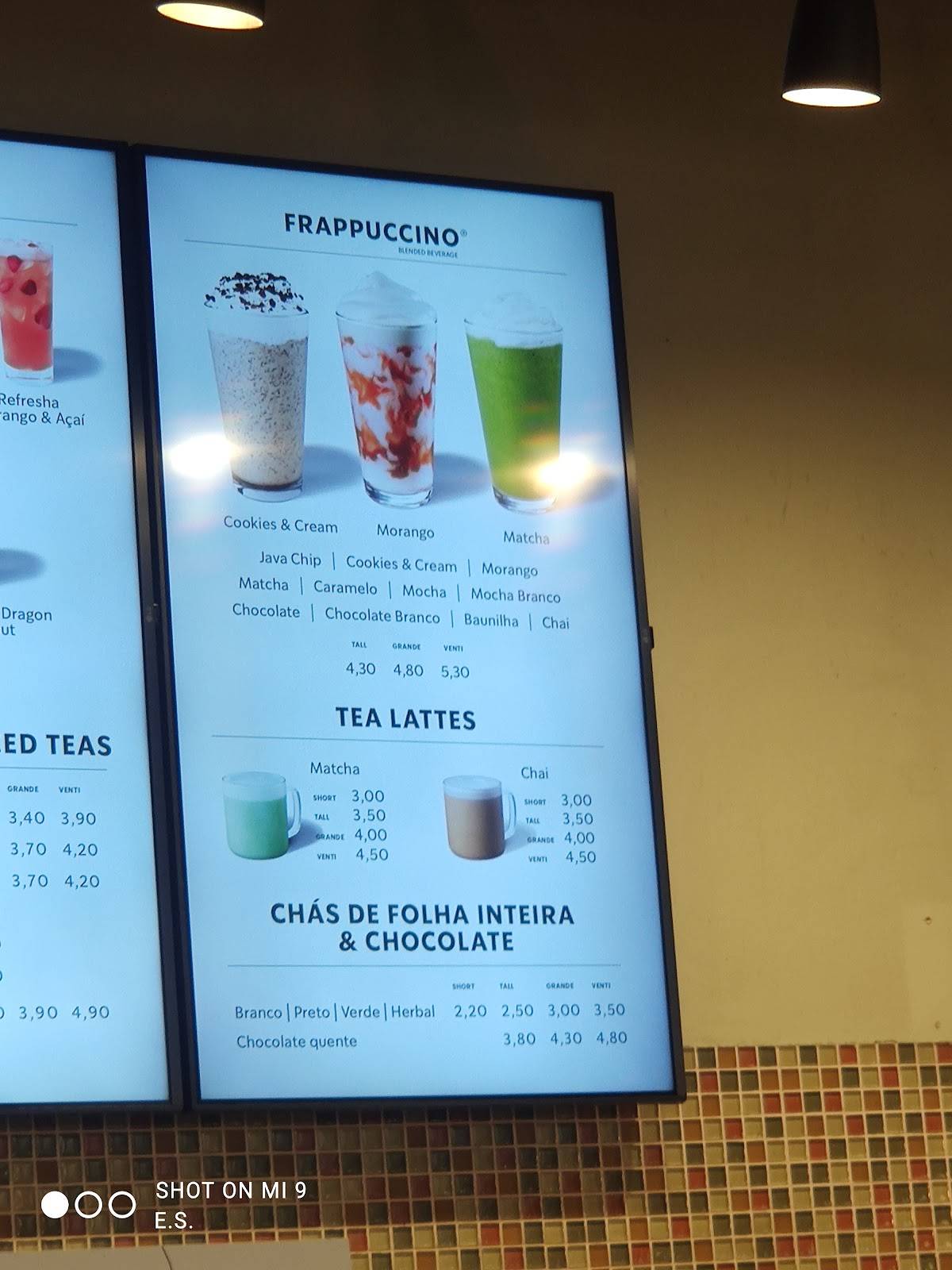 Menu em Starbucks cafeteria, Amadora, C. C. Dolce Vita Tejo
