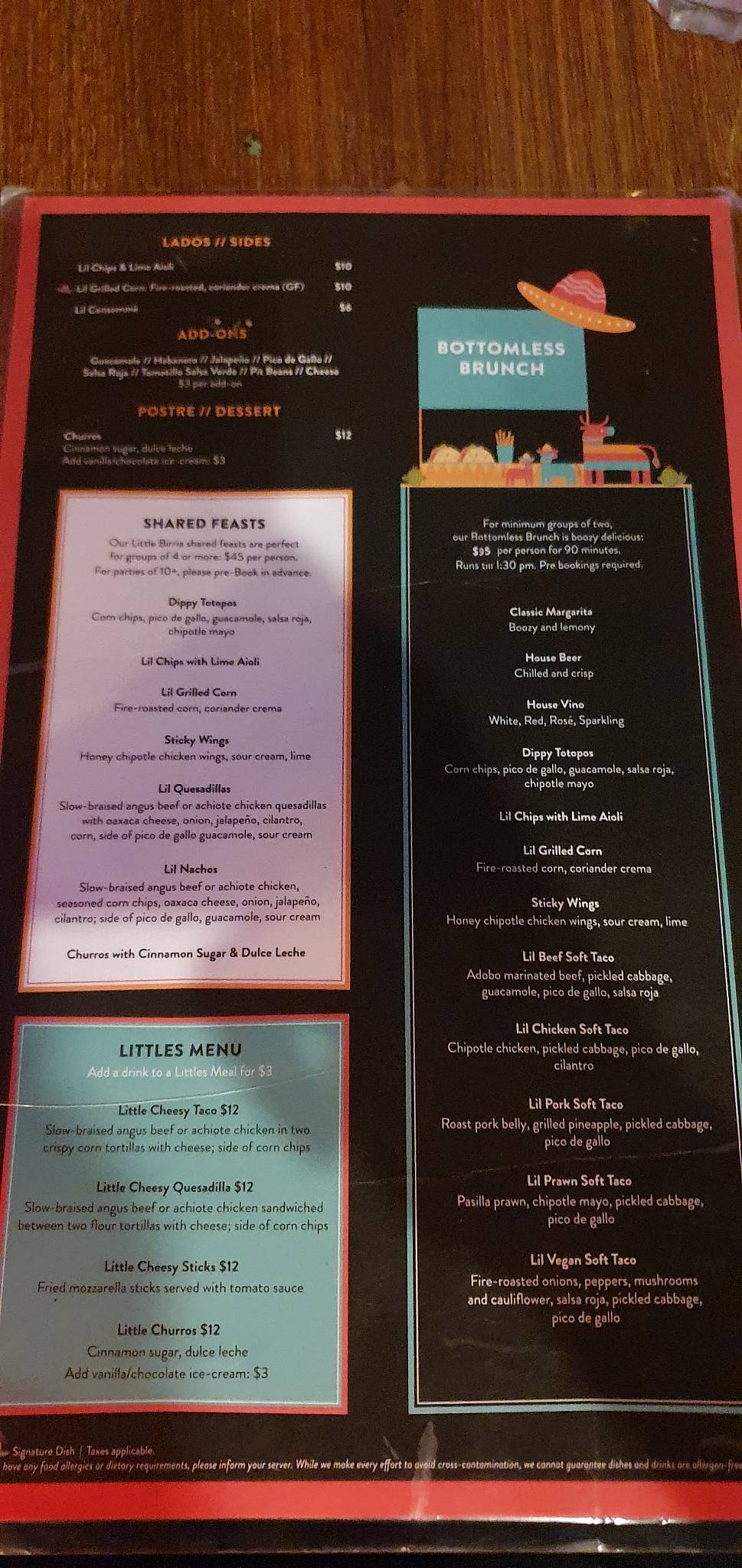 Menu at Little Birria Mascot restaurant, Mascot