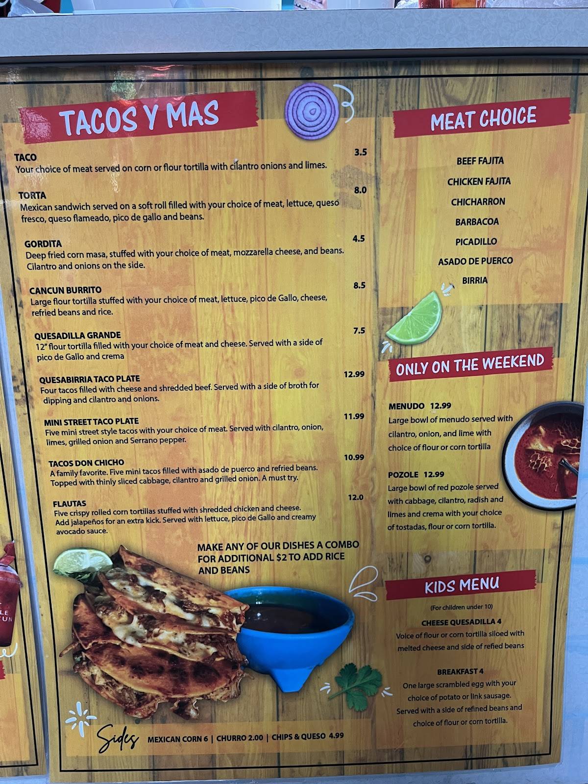 Carta del restaurante Little Cancun, Houston