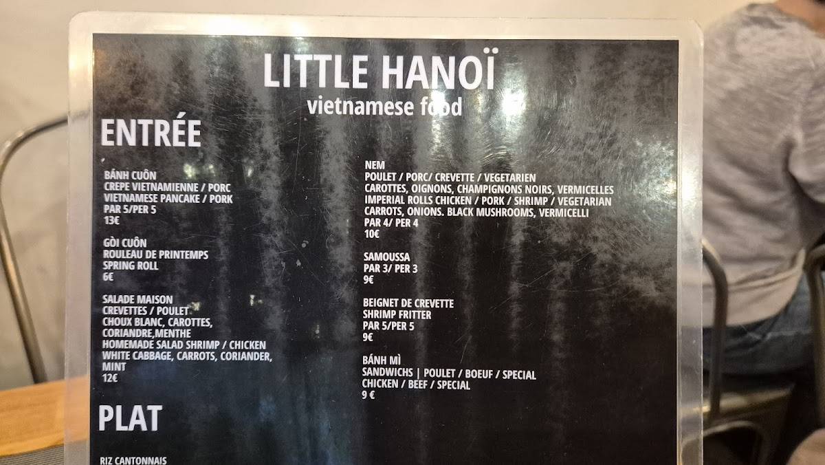 Menu au Little Hanoi restaurant, Nice