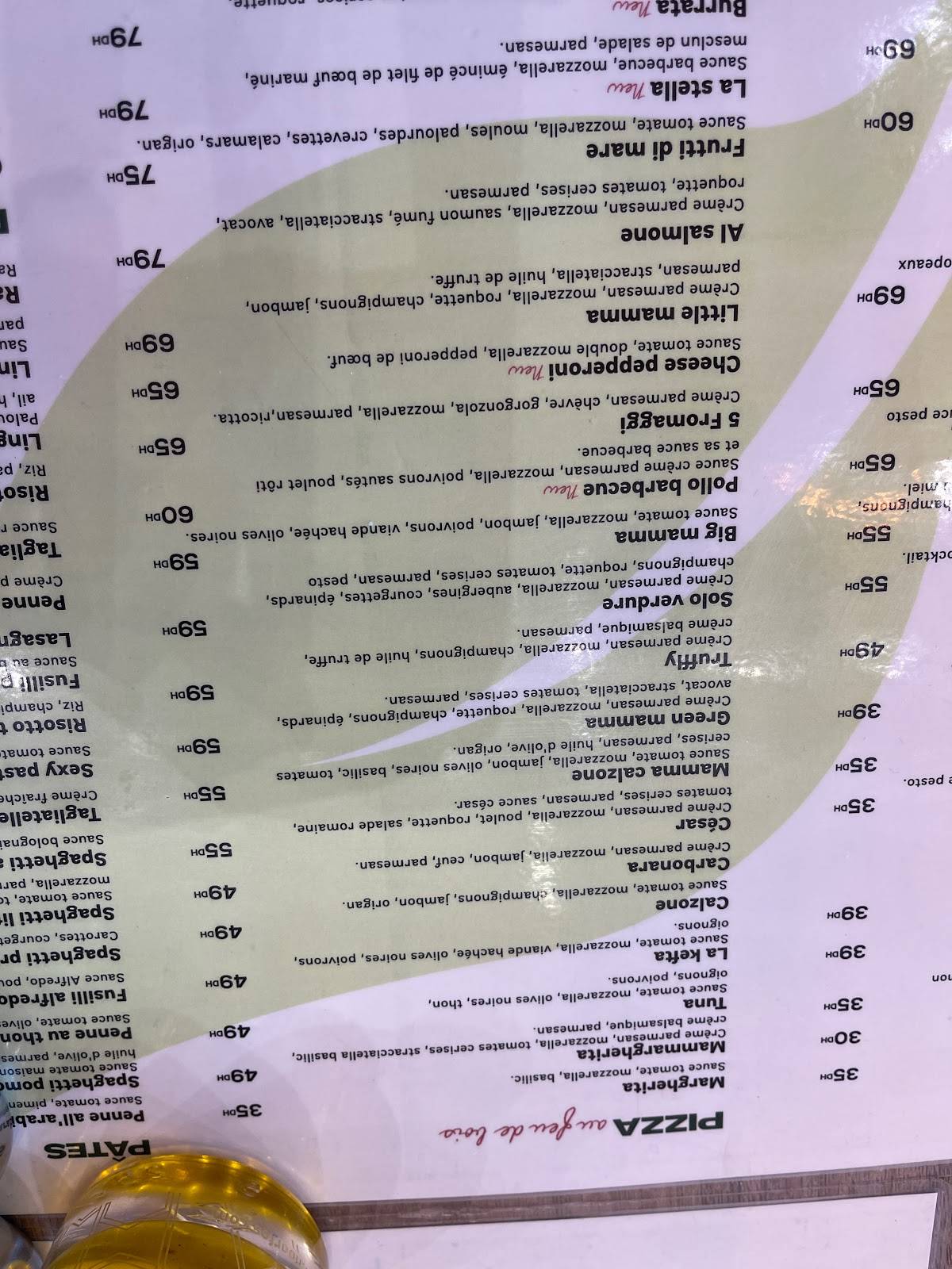 Menu au Little Mamma Bir Anzarane restaurant, Casablanca, Rue Kaid al ...
