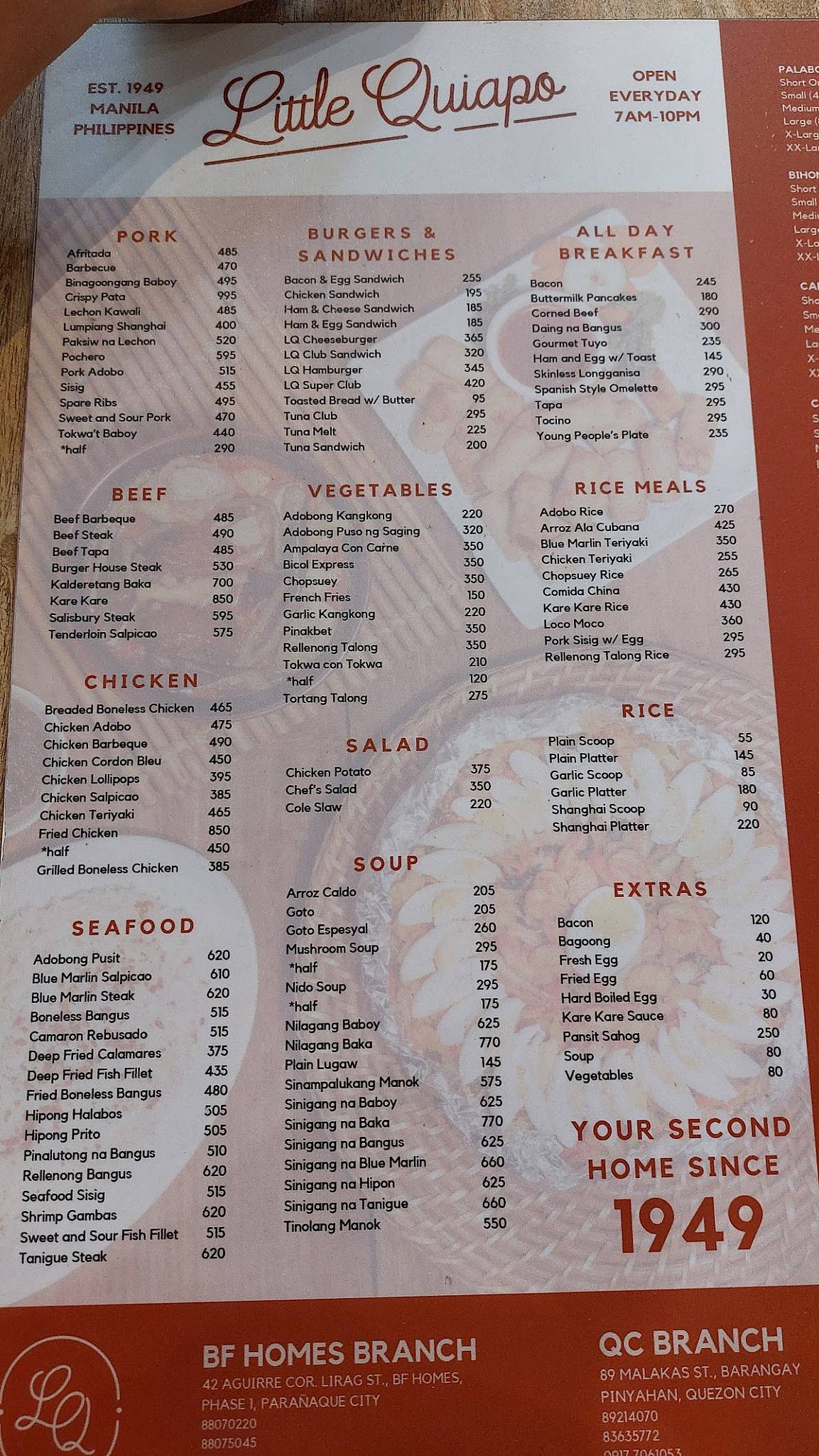 Menu at Little Quiapo desserts, Quezon City