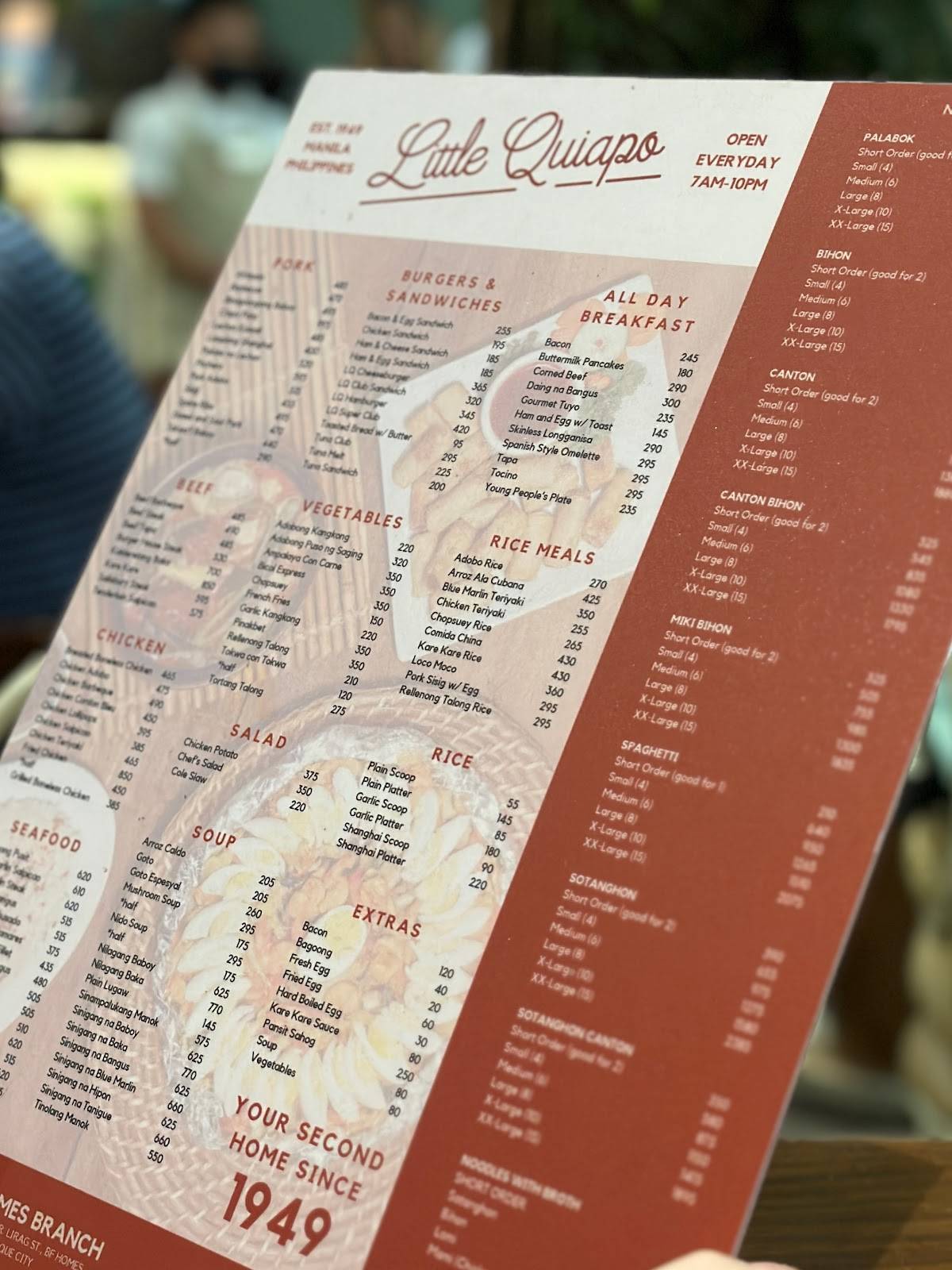 Menu at Little Quiapo desserts, Quezon City