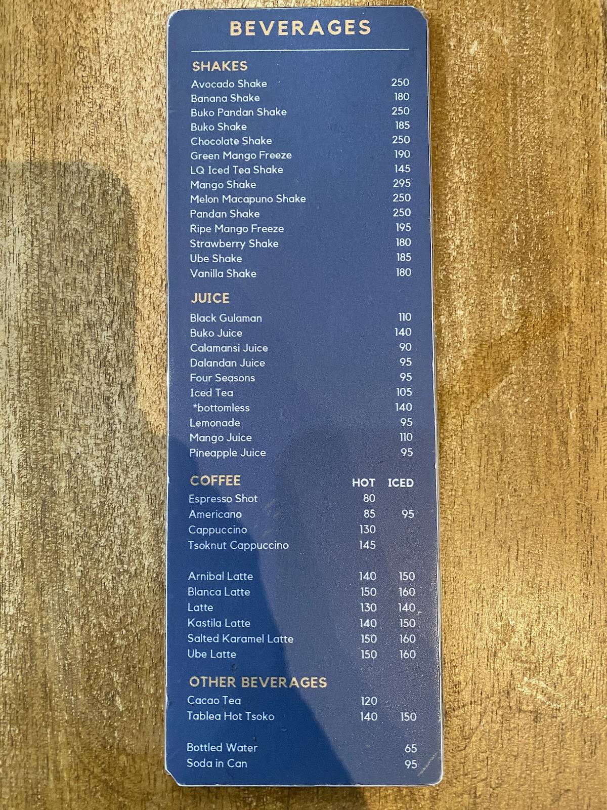 Menu at Little Quiapo desserts, Quezon City