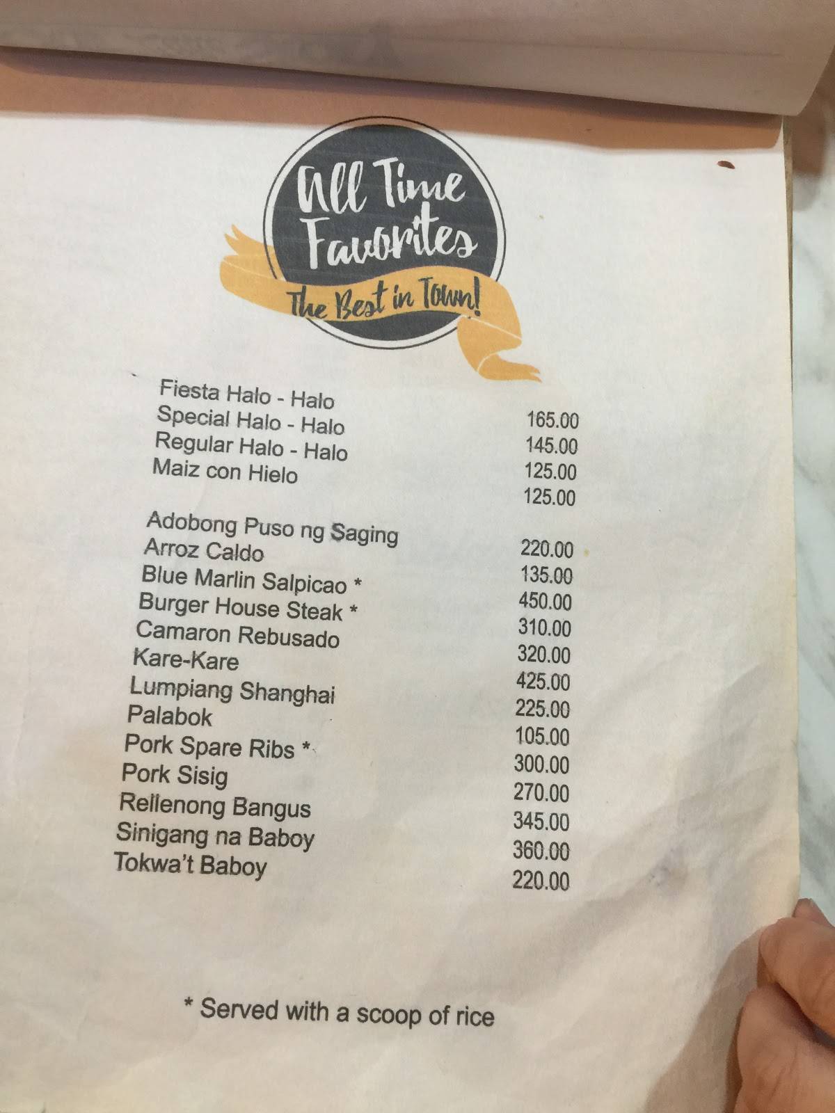 Menu at Little Quiapo desserts, Quezon City