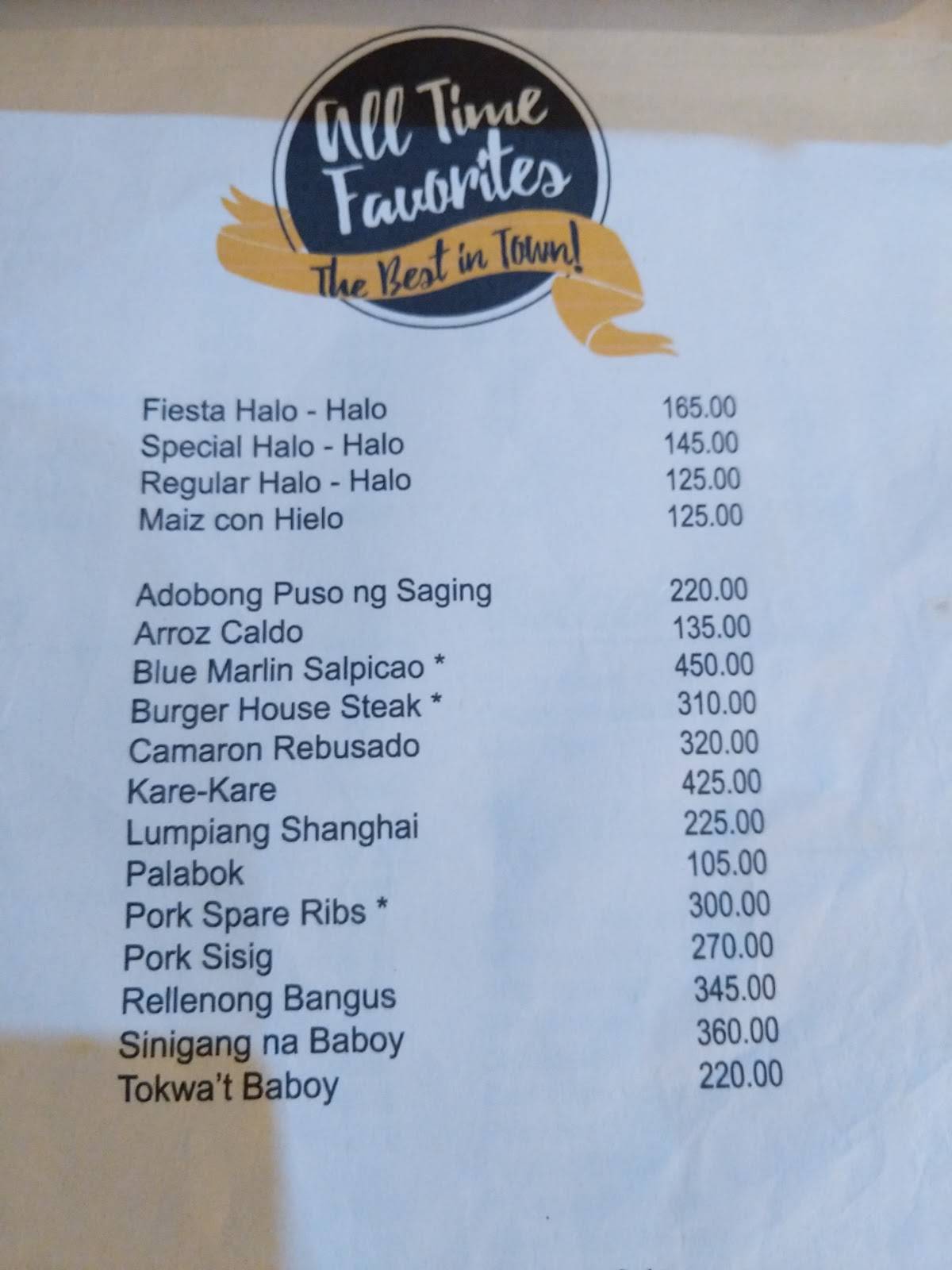 Menu at Little Quiapo desserts, Quezon City