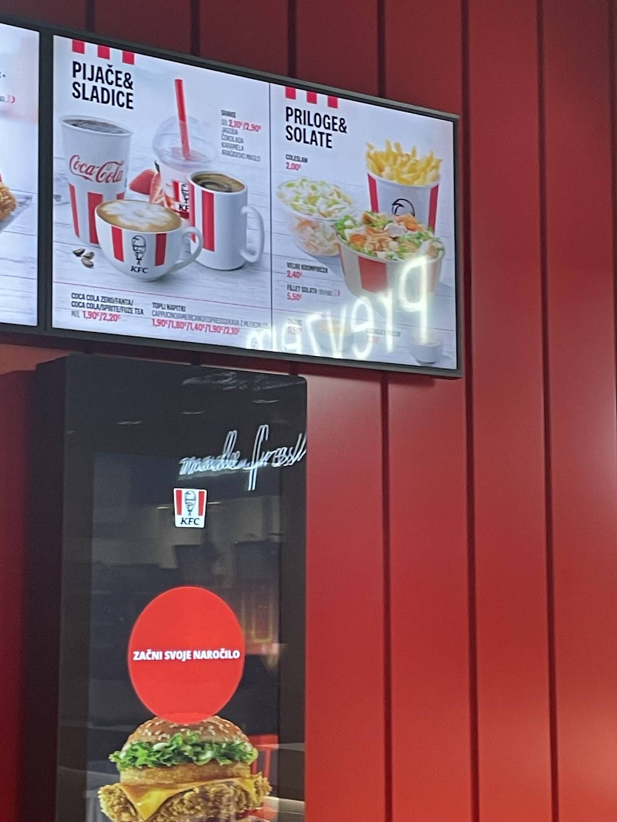 Menu at KFC Vič restaurant, Ljubljana