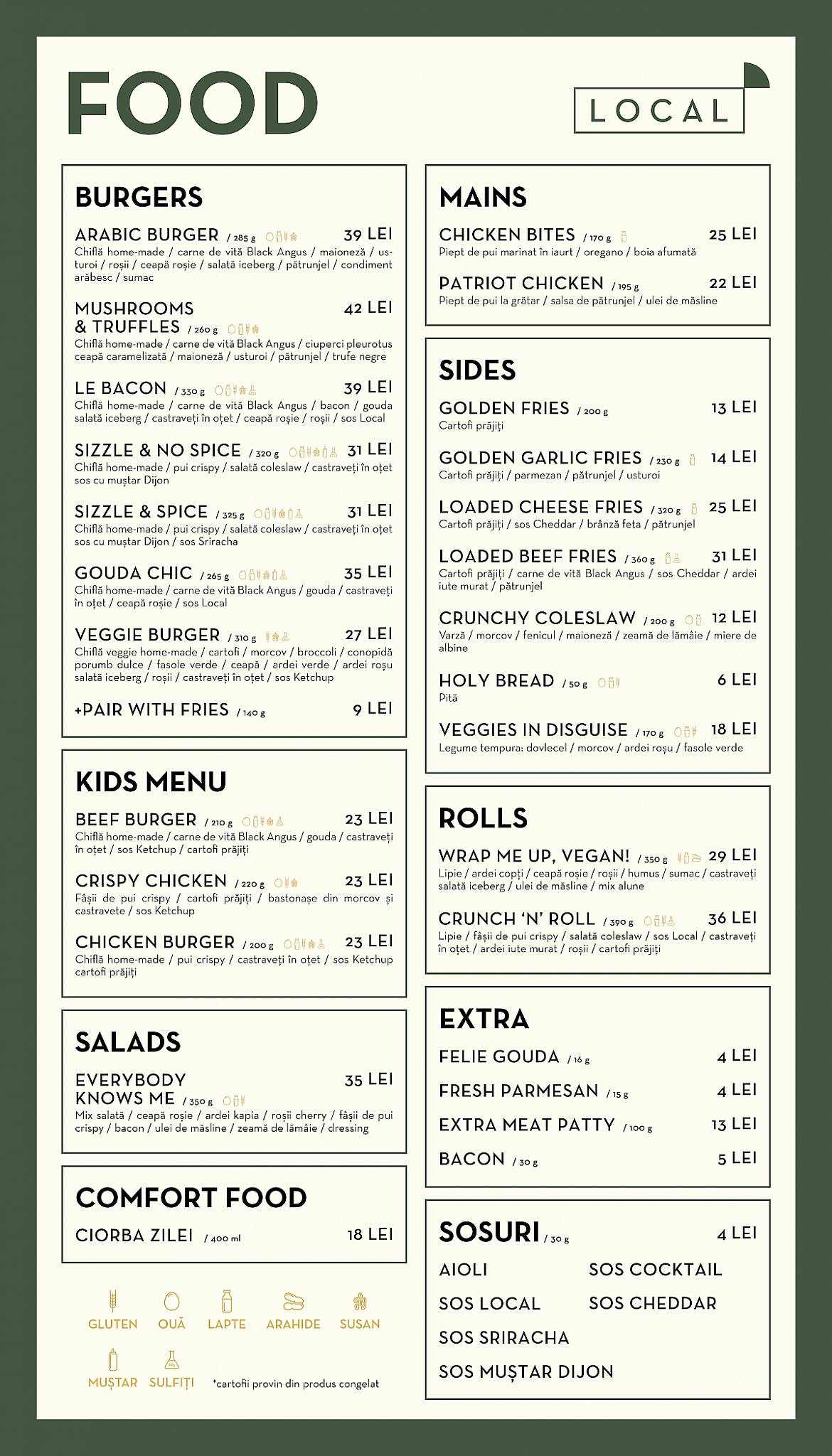 Menu at Local by Krud, Iași