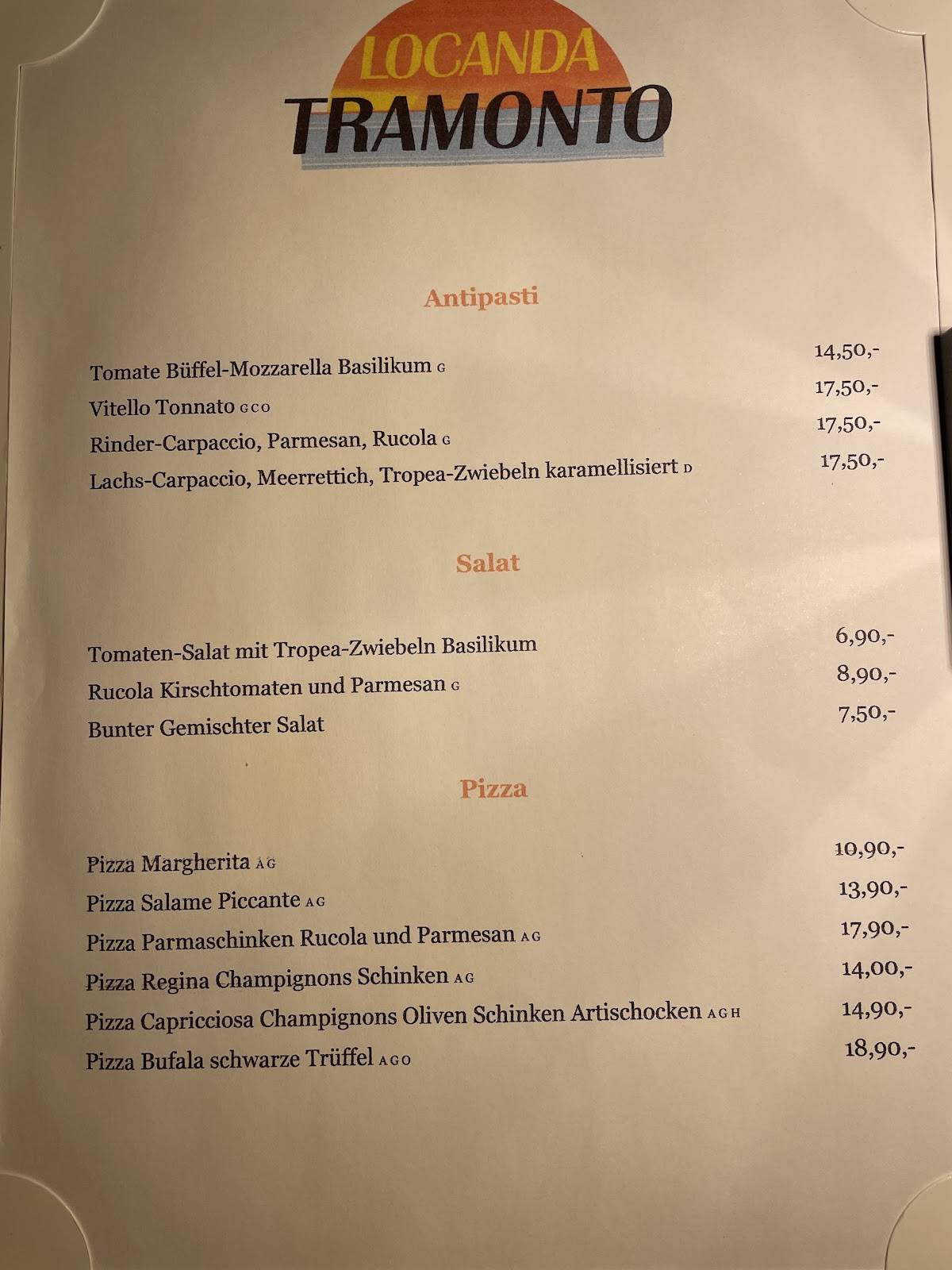 Speisekarte von Locanda Tramonto restaurant, München