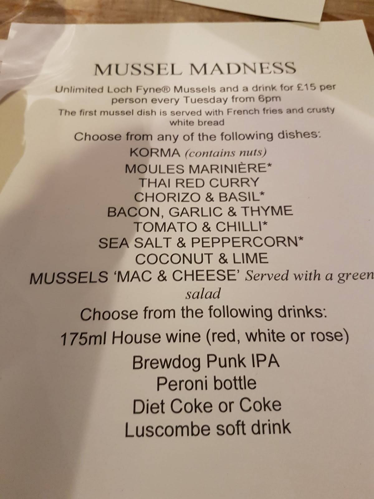 Menu at Loch Fyne Restaurant, Ipswich