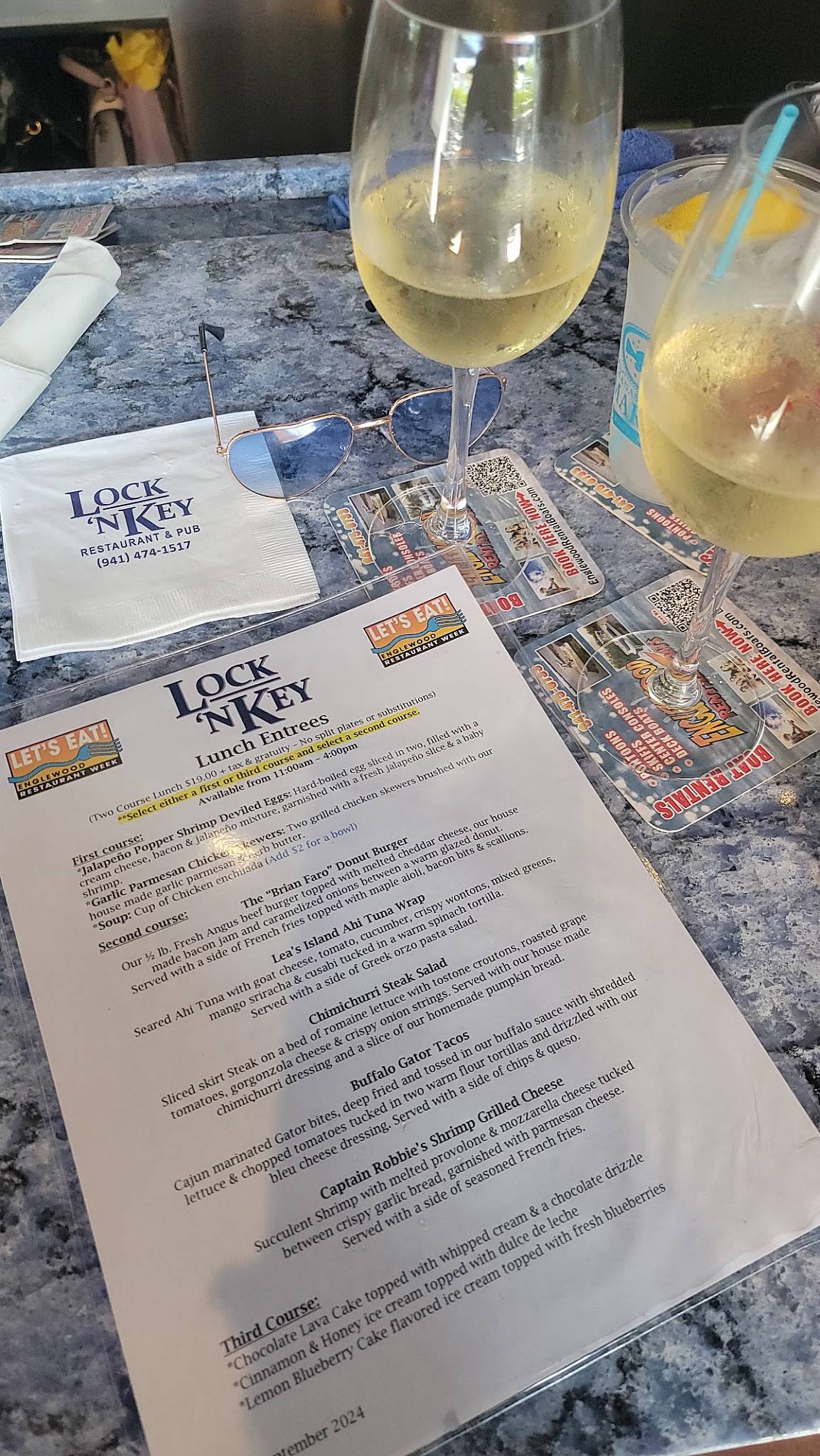 Menu at Lock 'N Key Restaurant, Englewood